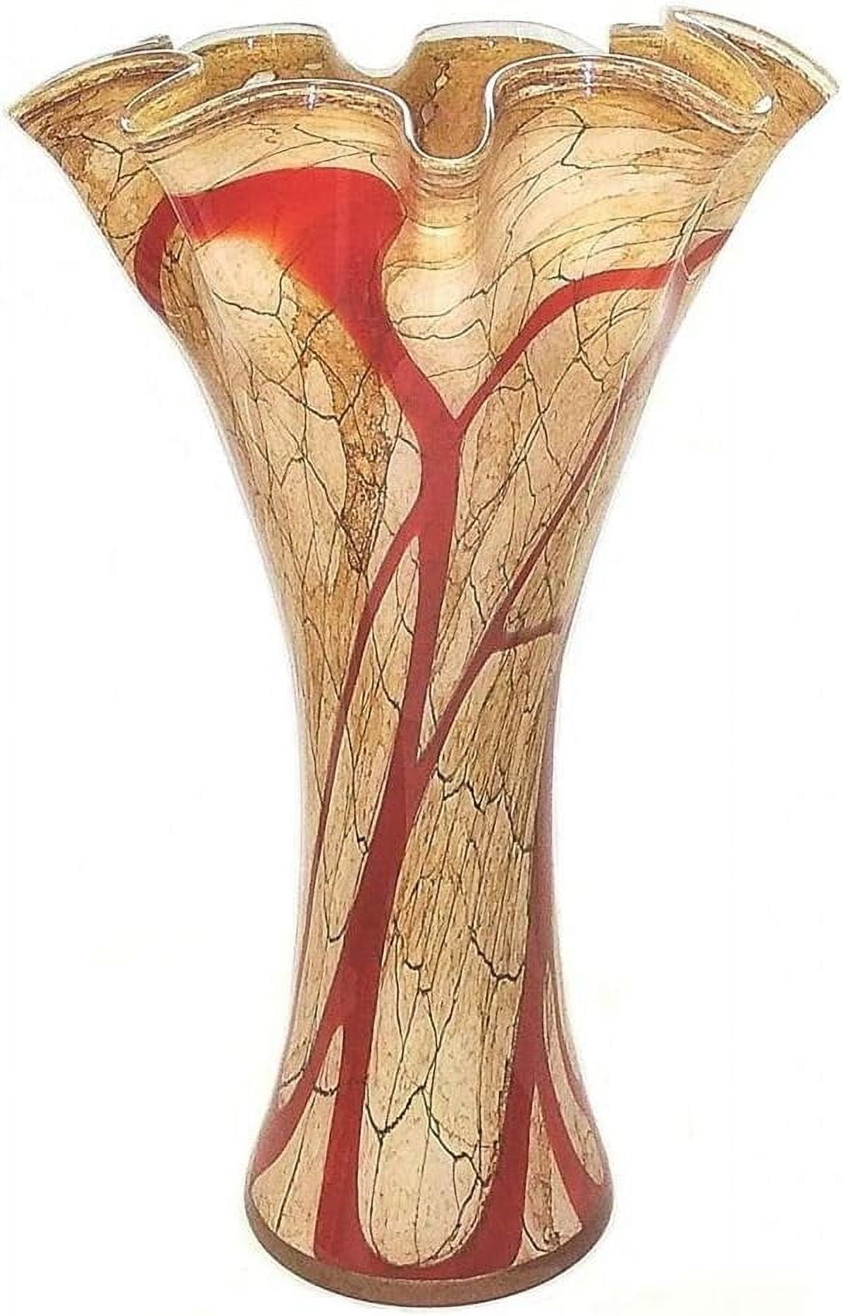 Victoria Bella 10205600.R71 Eclipse R71, Red/Marble Glass Vase, Flower Jar w/Abstract Design ...