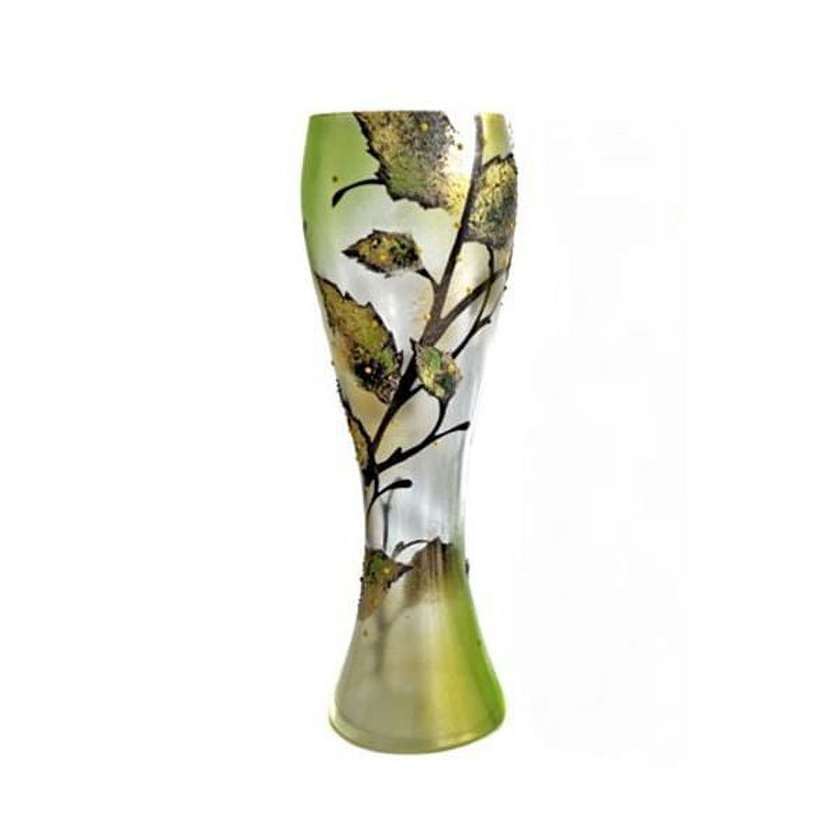 Victoria Bella 10303/500/ALG, 20-Inch High Glass Vase with Pattern: Leaf Abstract Green ...