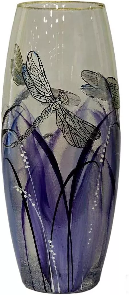 Victoria Bella 43966/260/DFB 10.5"-Height Glass Vase Dagonfly on Lilac ...