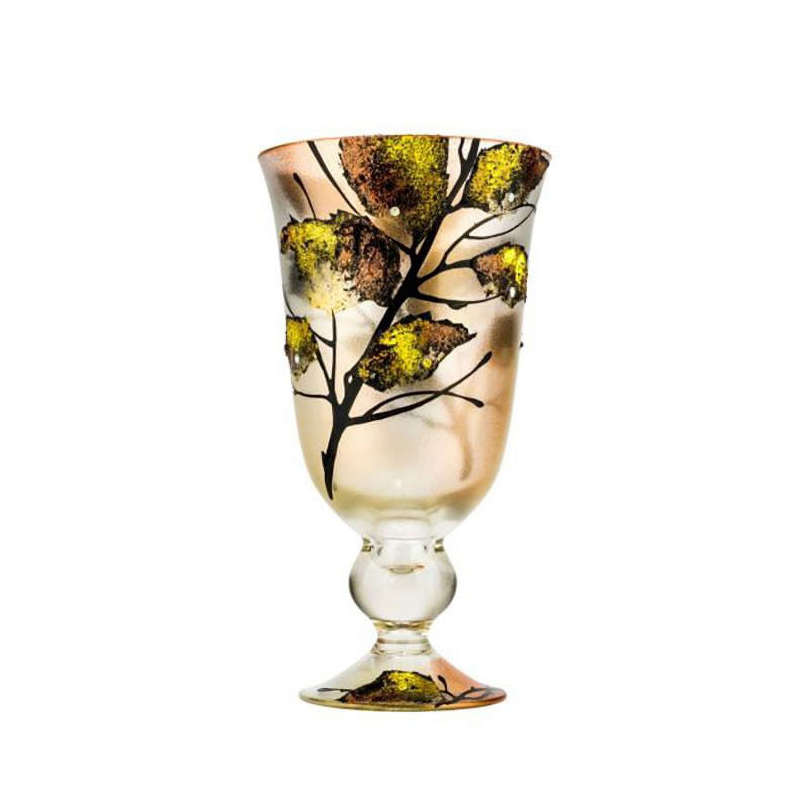 Victoria Bella 7941/2/ABL 12-Inch High Glass Vase. Pattern: Beige Leaf ...