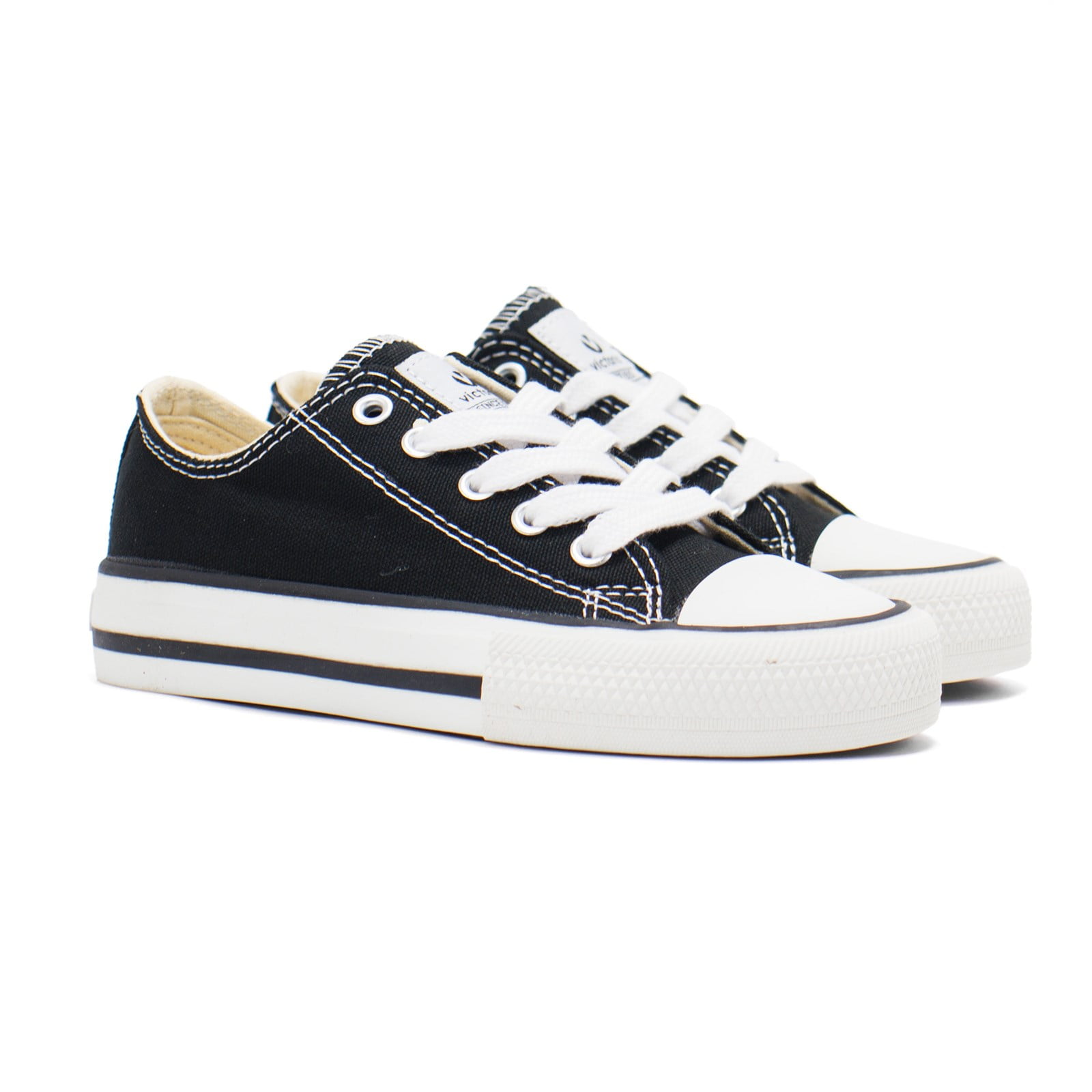 Victoria Boys Tribu Canvas Low Top Lace-Up Sneakers, Black,3 M US ...