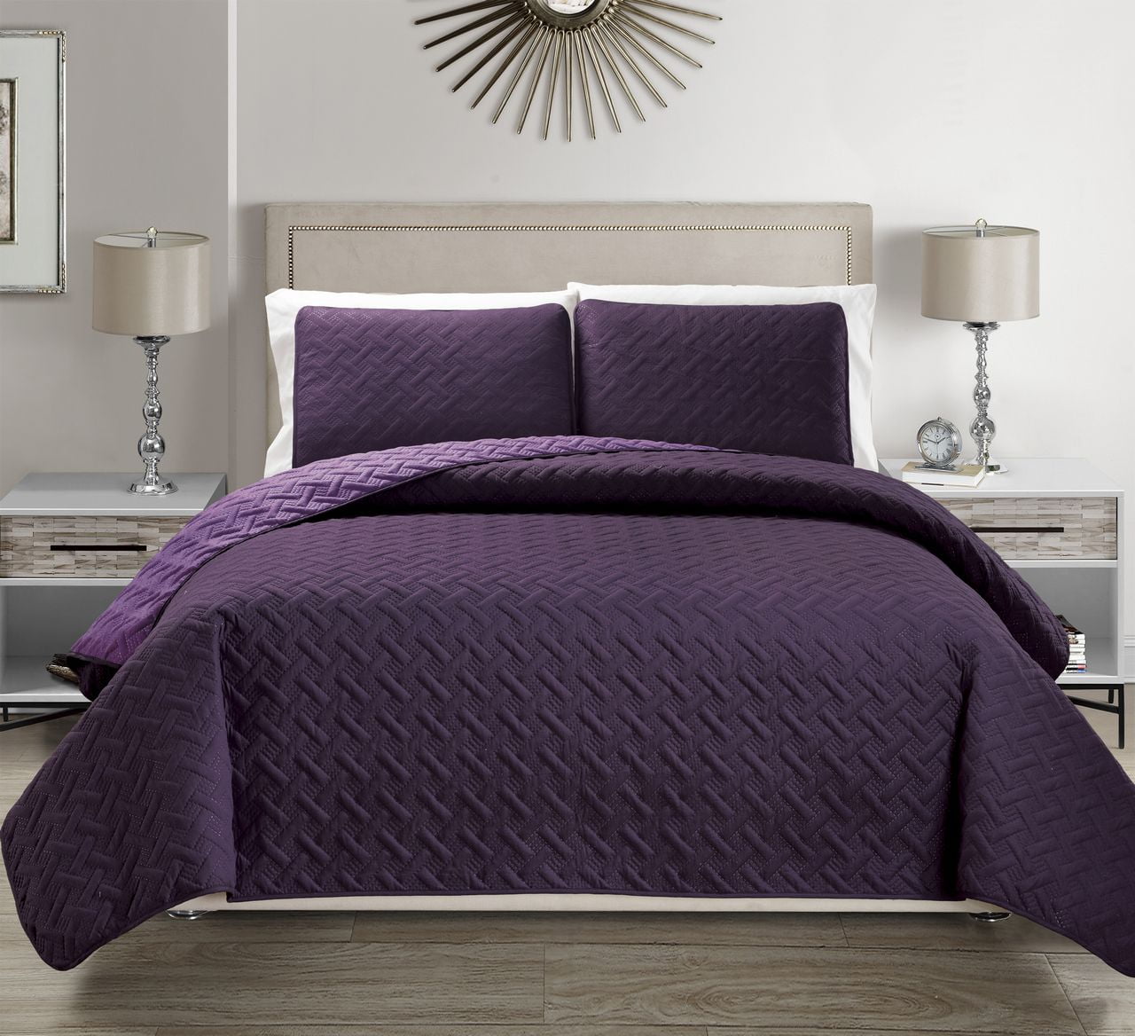 Victoria Embossed Ultra Soft Reversible Bedspread Set - Walmart.com