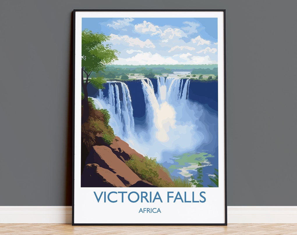 Victoria Falls Poster, Travel Print Of Victoria Falls, Zimbabwe, Africa ...