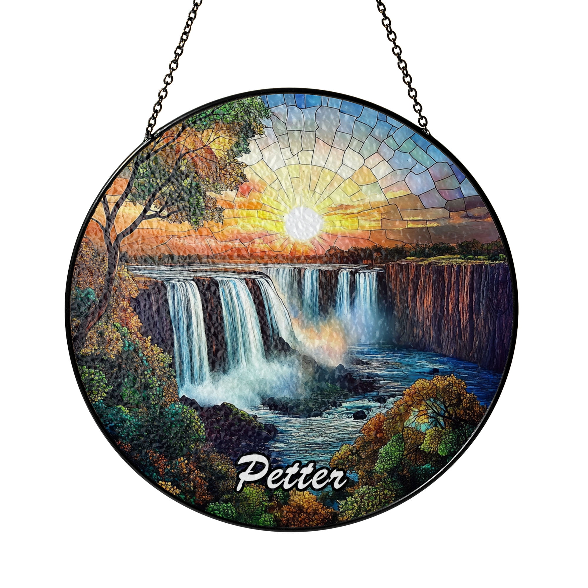 Victoria Falls Stained Glass Suncatcher - Custom Name Zambia/Zimbabwe ...