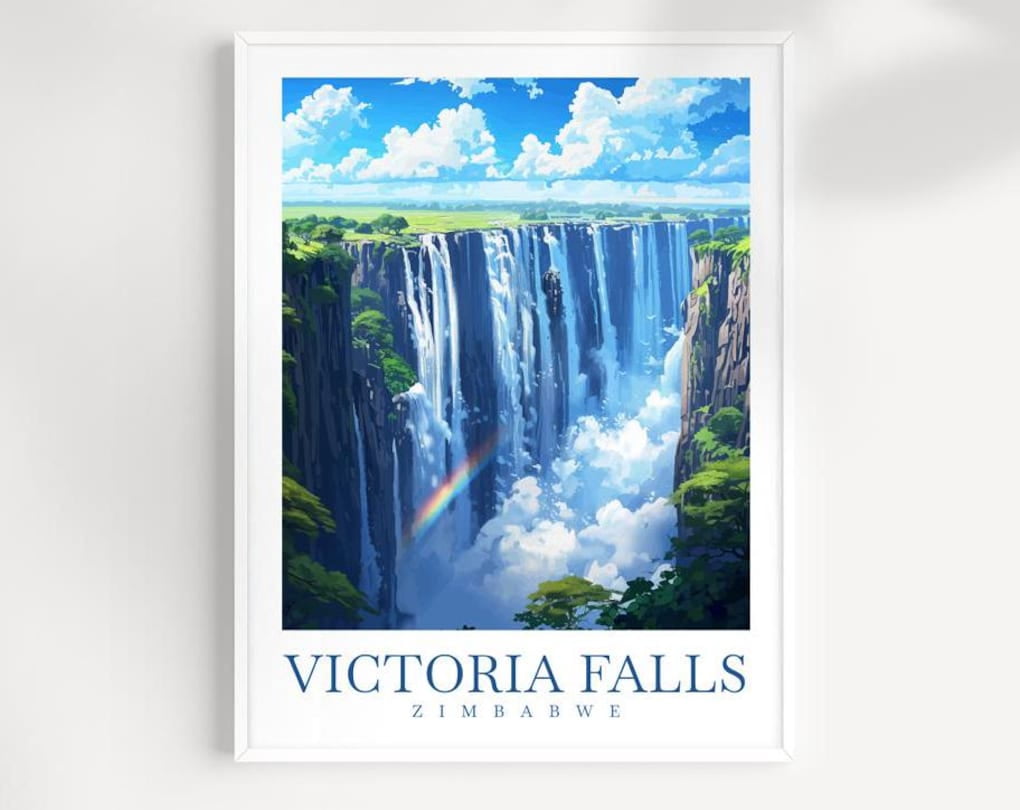 Victoria Falls Travel Print Zimbabwe Poster Wall Art Victoria Falls ...