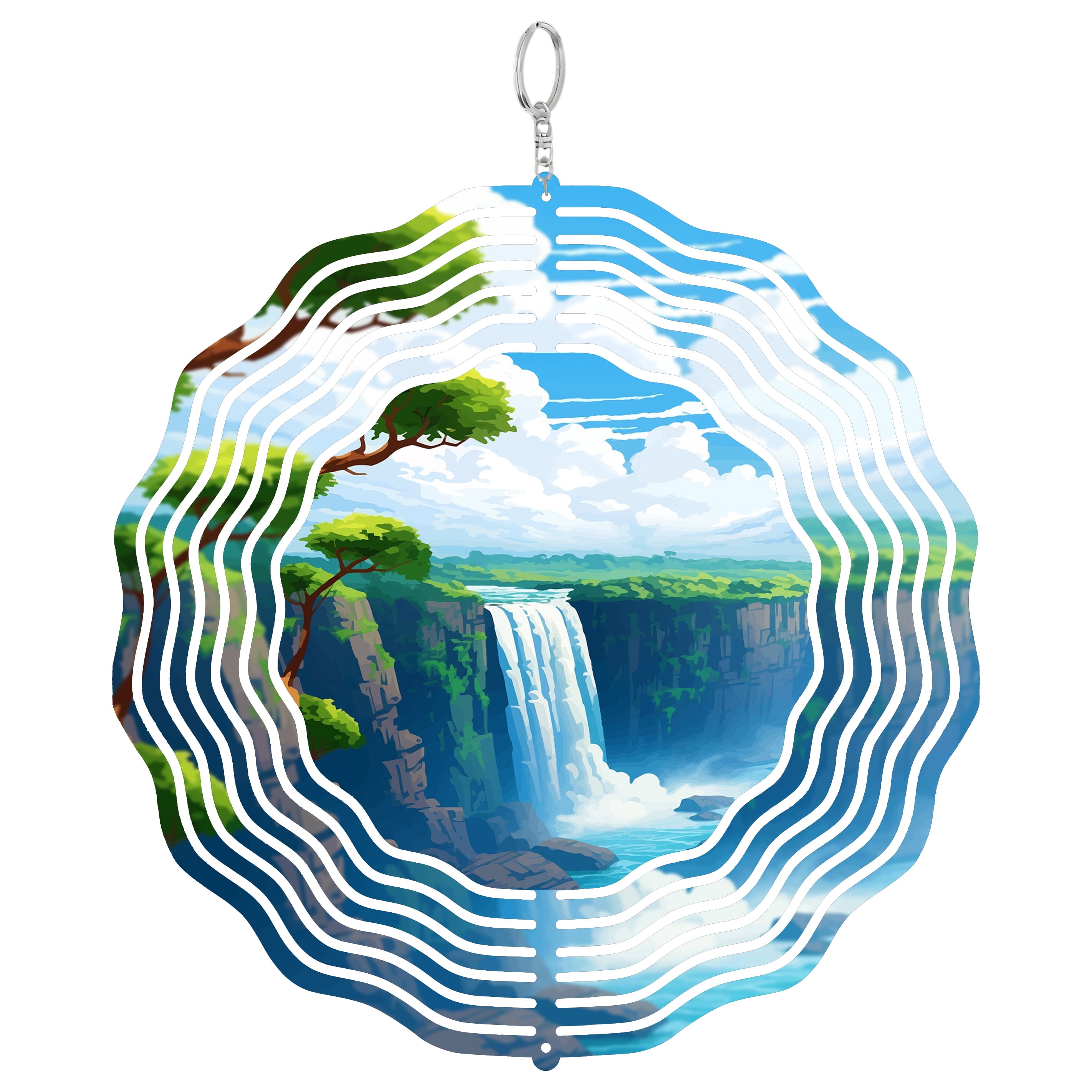 Victoria Falls Waterfall Nature 3D Wind Spinner Stainless Steel Hanging ...