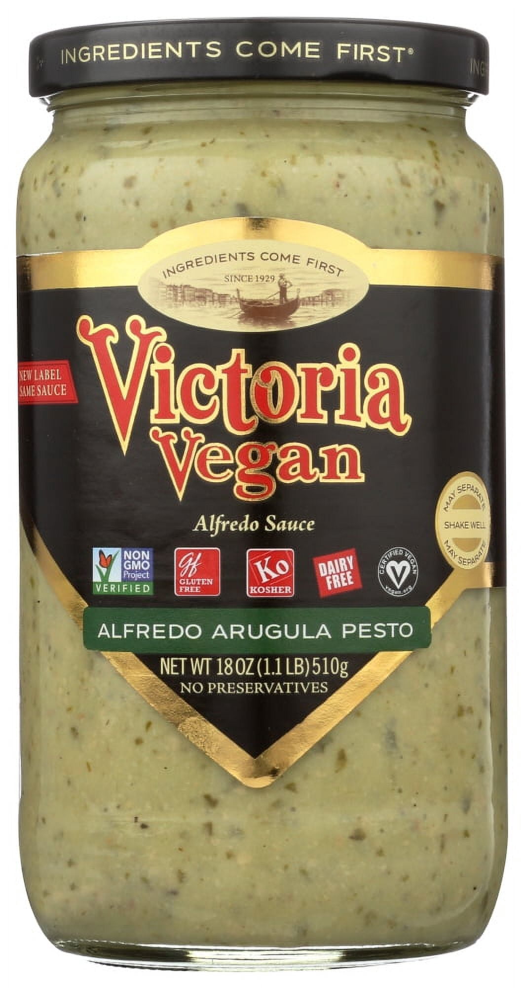 Victoria Fine Foods Vegan Alfredo Arugula Pesto Sauce, 18 Oz - Walmart ...