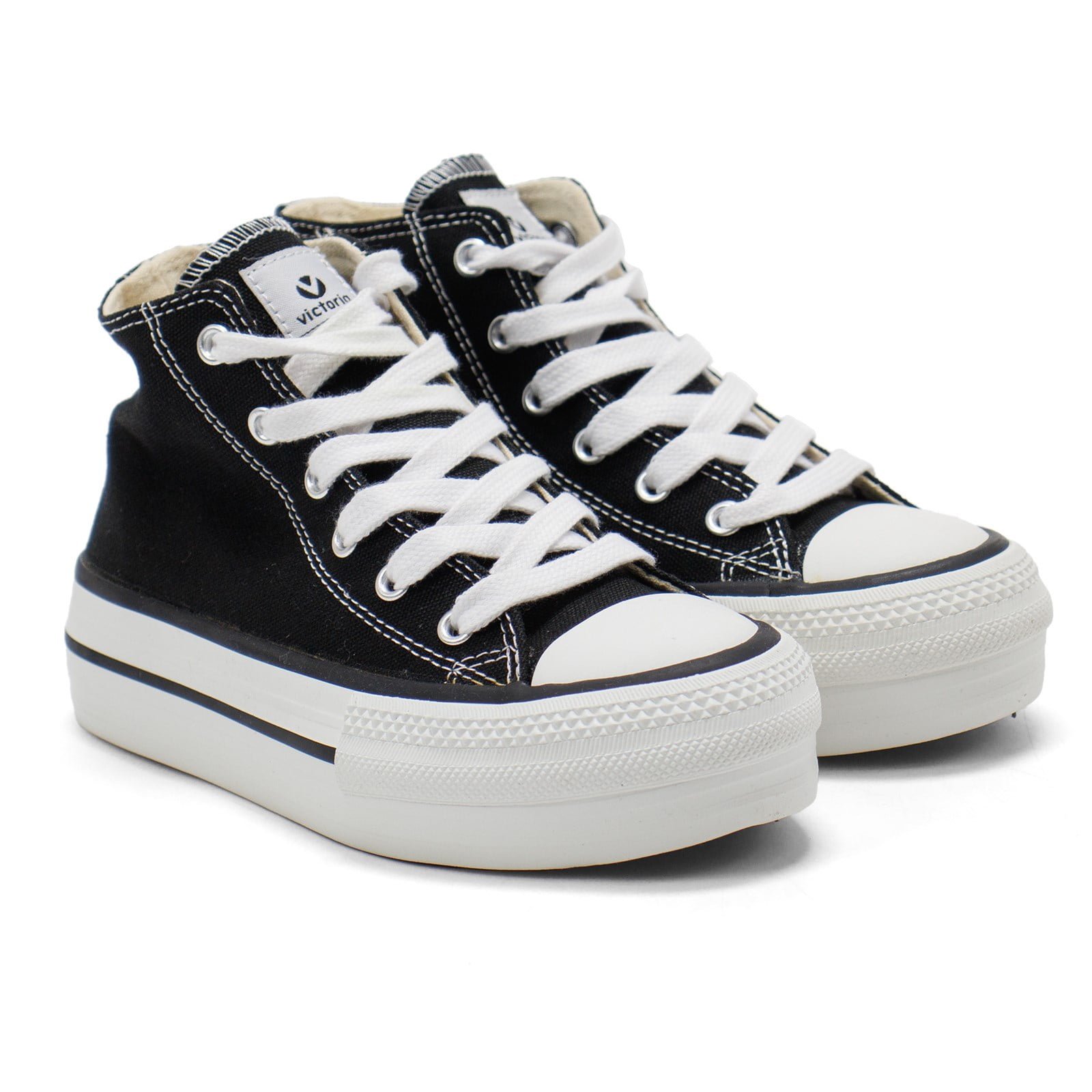 Victoria Girls Tribu Canvas High-Top Platform Trainers, Black,1 M US ...