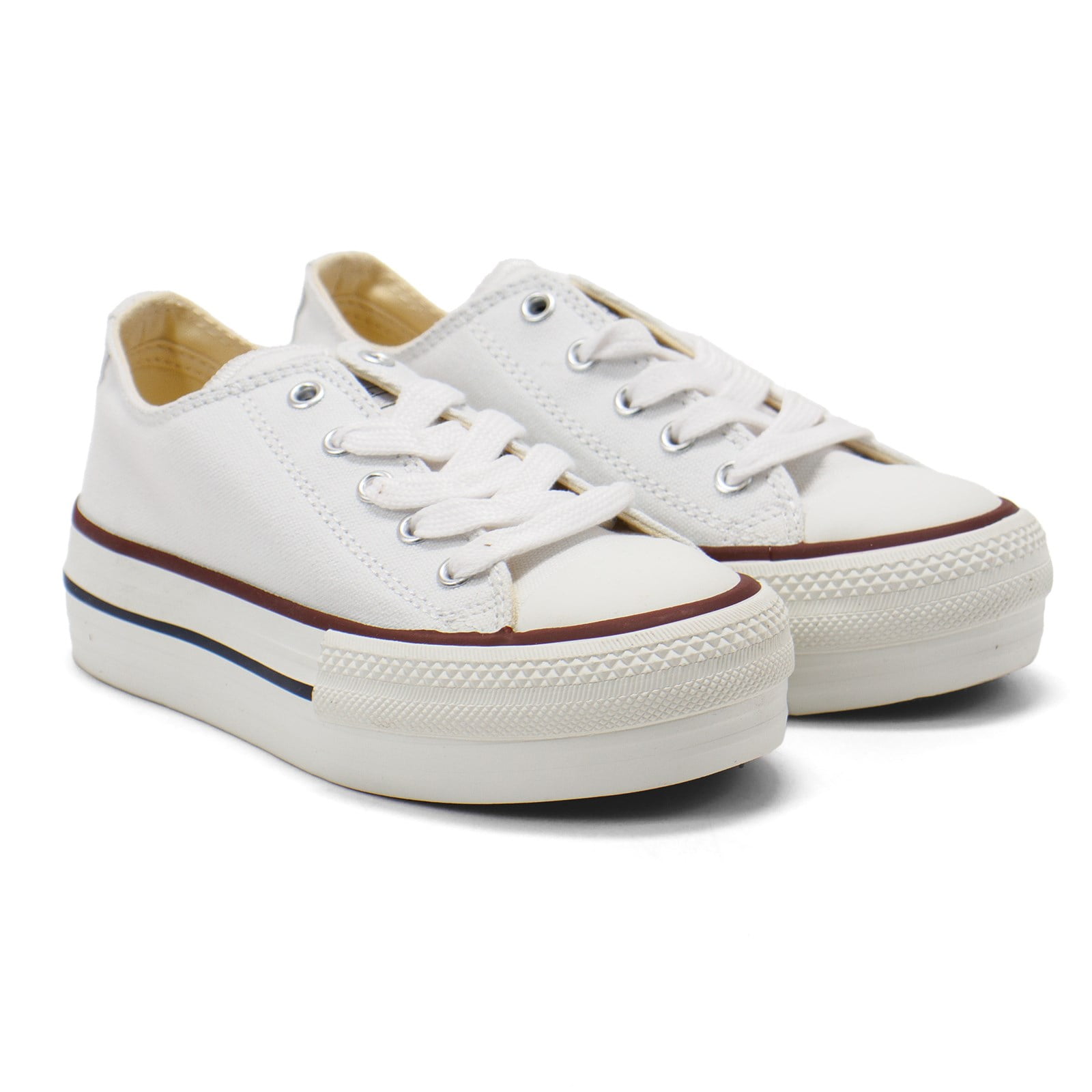 Victoria Girls Tribu Canvas Platform Trainers, White,1 M US - Walmart.com