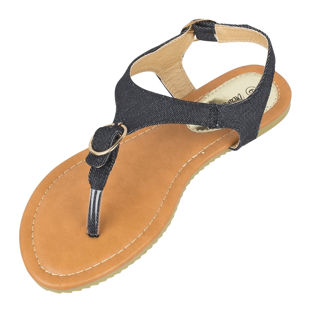 Victoria K Fashion Sandals - Denim & Metallic Buckle - Style - Walmart.com