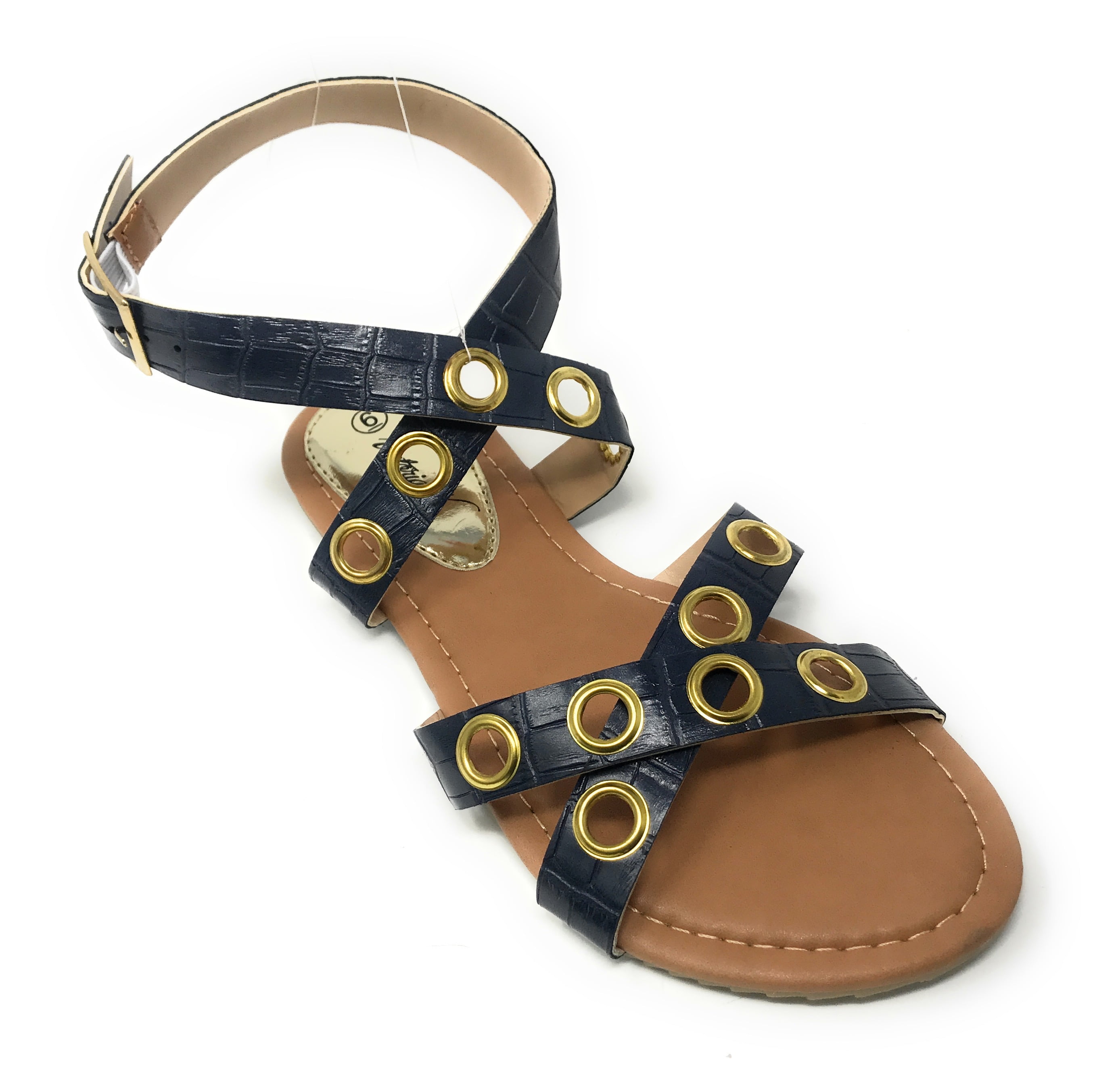 Victoria K Women's Eyelets Grommet Criss Cross Faux Snake Skin Strap ...