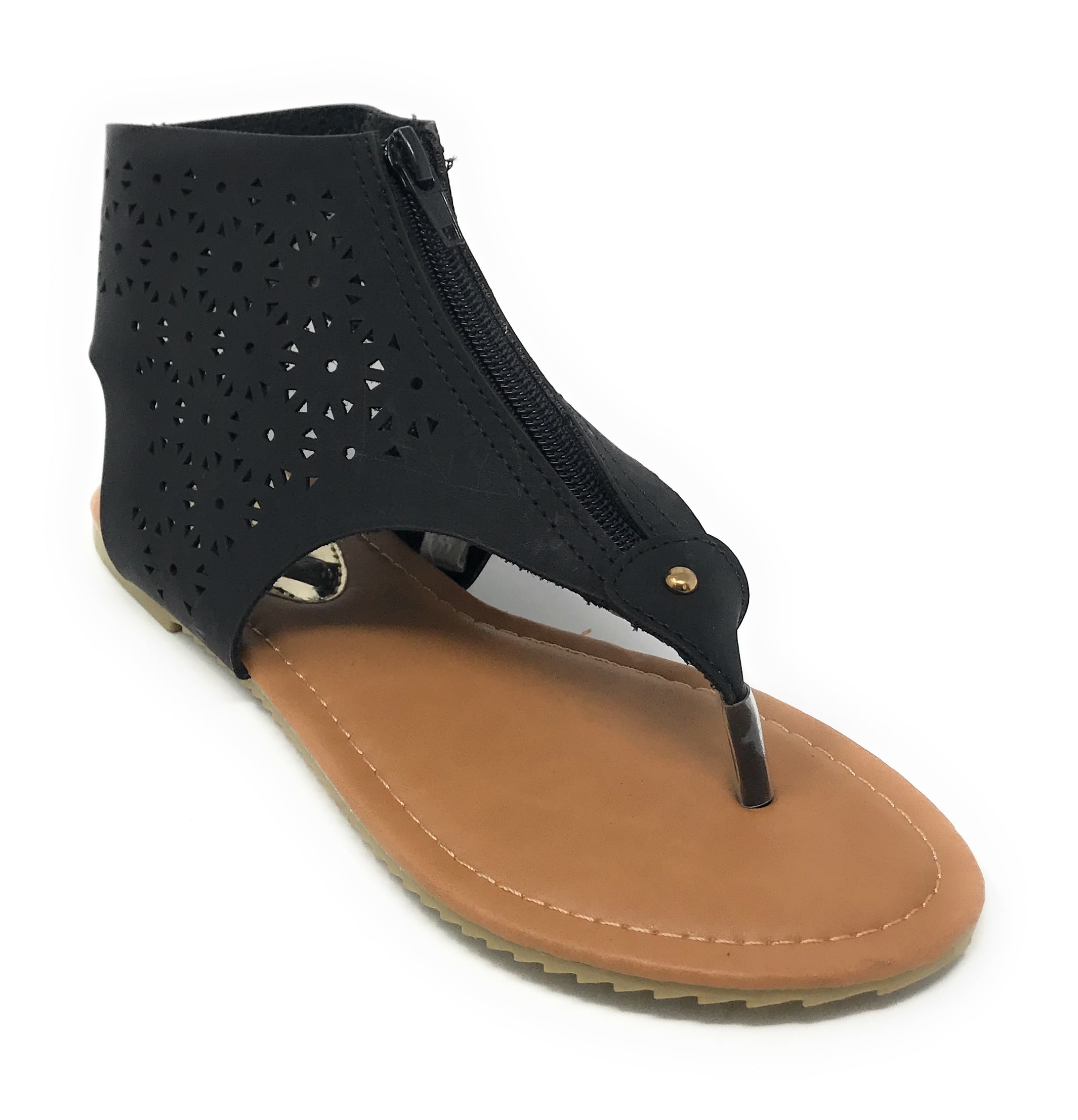 Victoria K Women's Laser Cutout Thong Front Sandals - Walmart.com