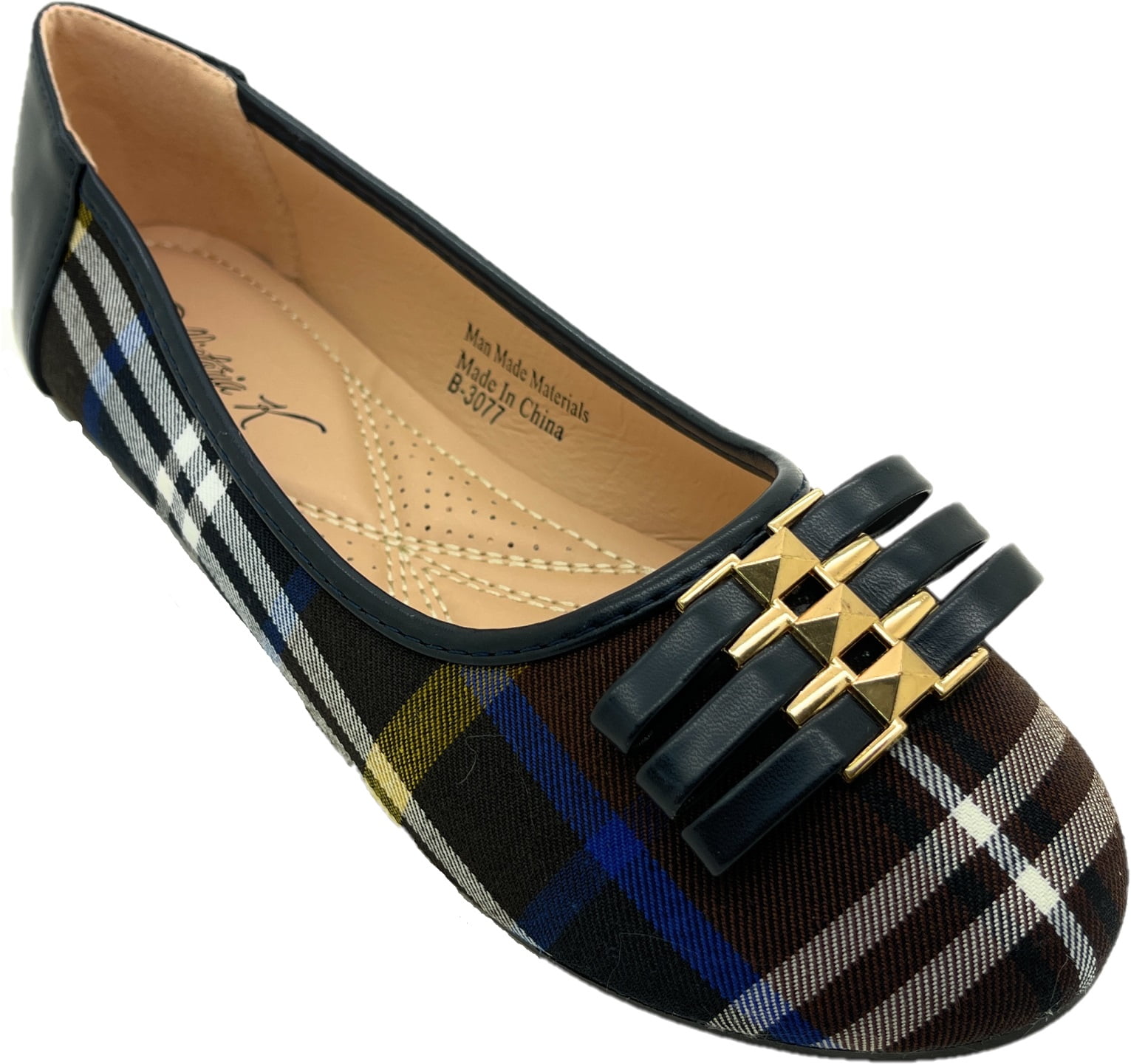 Victoria K Women's Ruffle With Gold Studs Ballerina Flats - Walmart.com