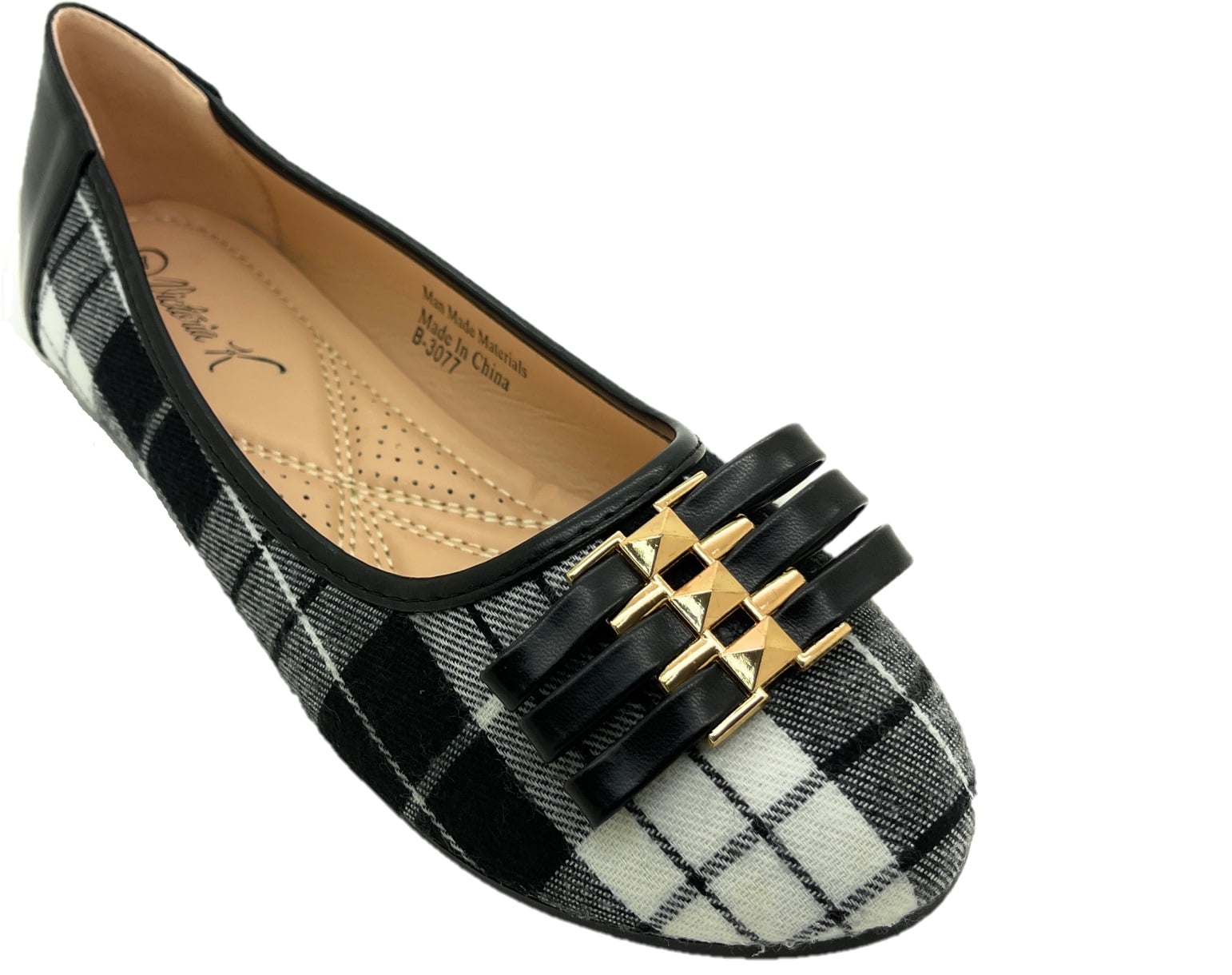 Victoria K Women's Ruffle With Gold Studs Ballerina Flats - Walmart.com