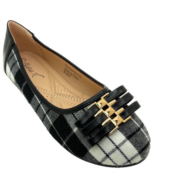 Victoria K Women's Ruffle With Gold Studs Ballerina Flats - Walmart.com