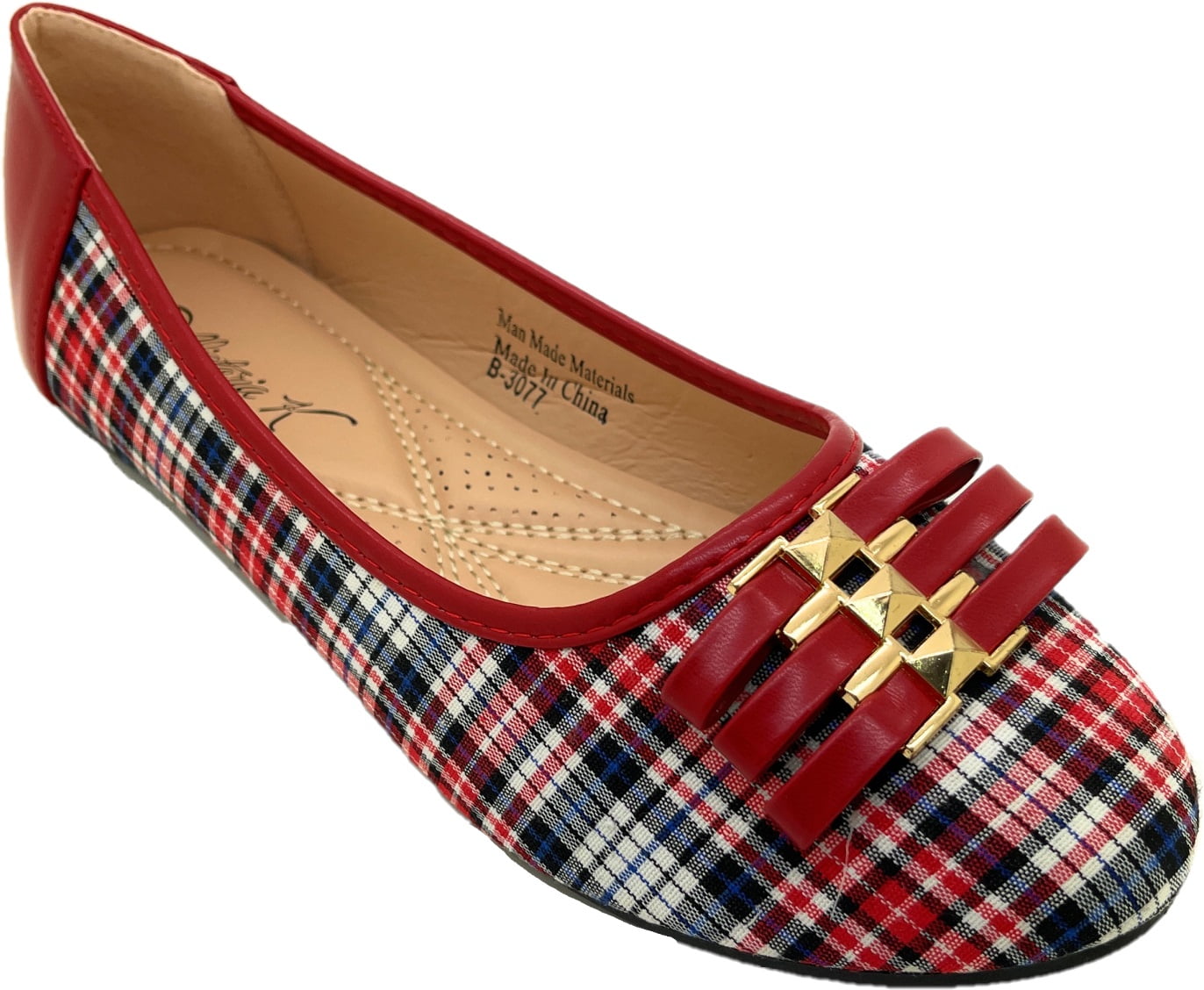 Victoria K Women's Ruffle With Gold Studs Ballerina Flats - Walmart.com