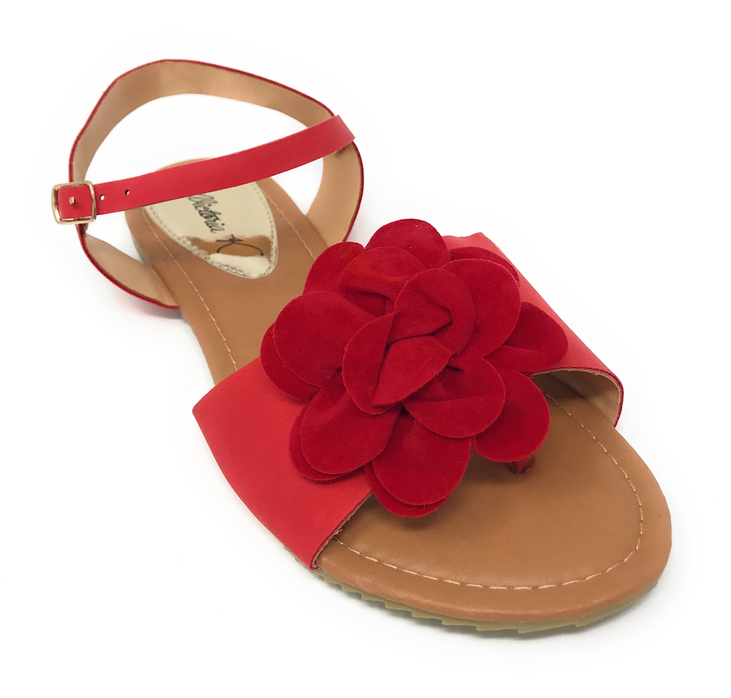 Victoria K Women's Elegant Flower Buckle Sandals with Rubber Sole ...
