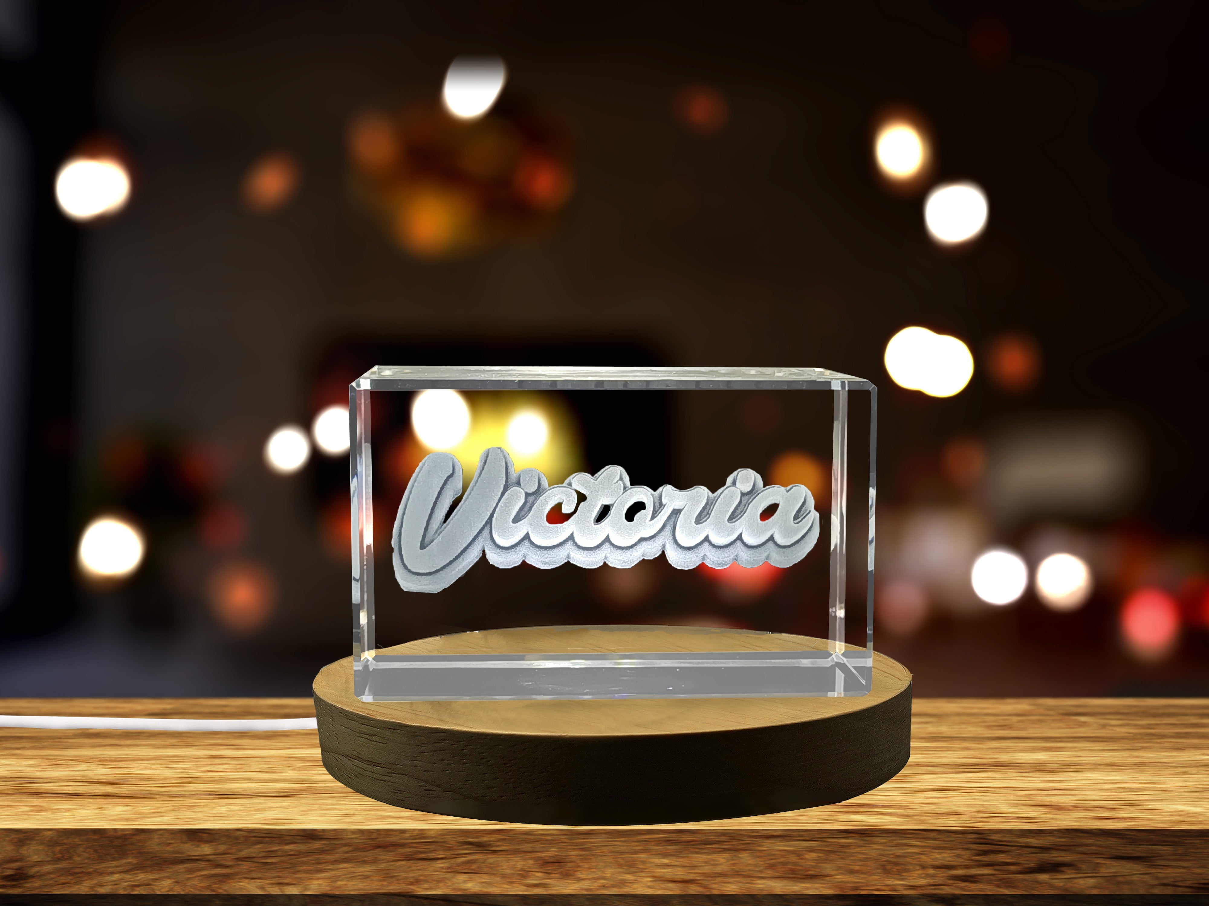Victoria | Names Art 3D Engraved Crystal - Walmart.com