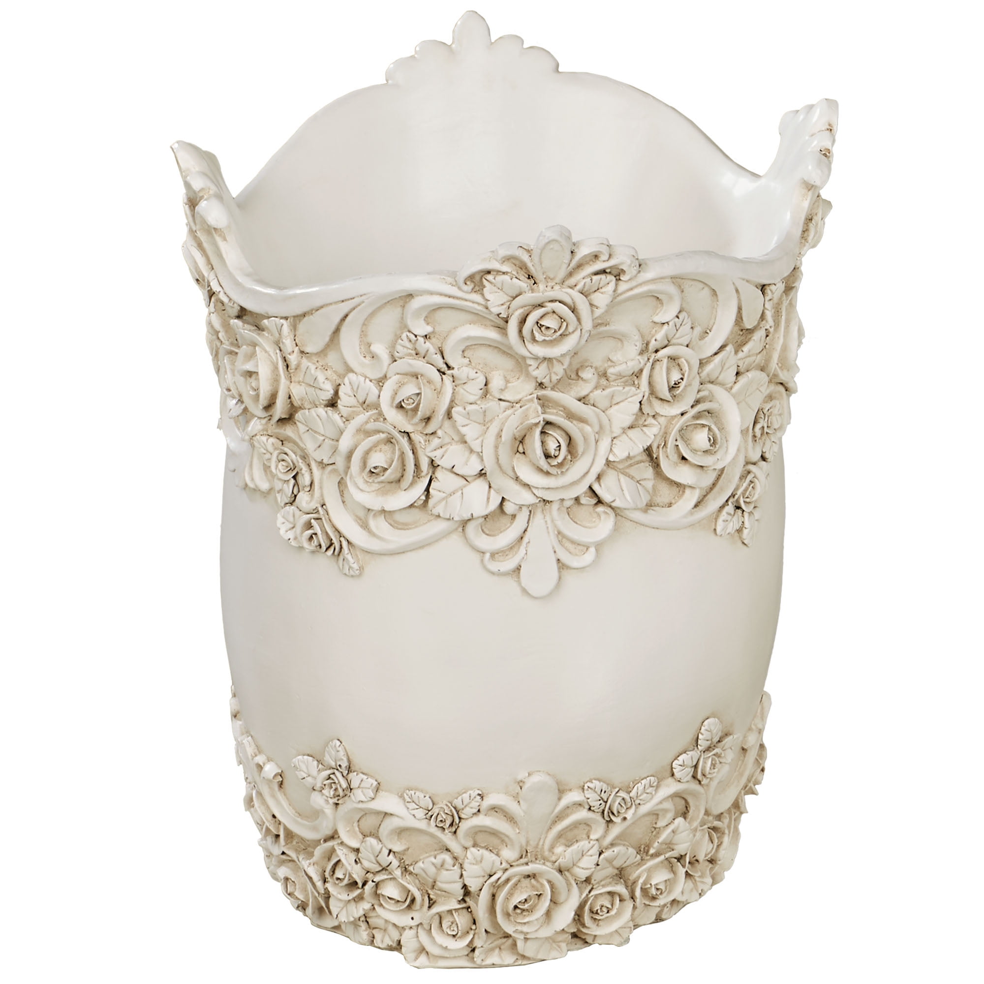 Touch of Class Victoria Rose Wastebasket, Antique Ivory, Handpainted ...
