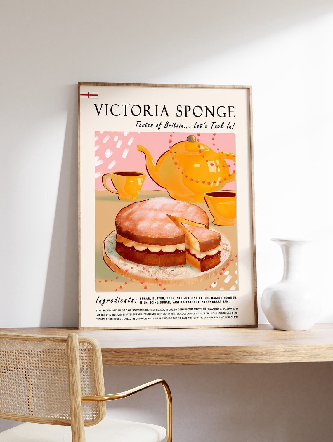 Victoria Sponge Cake Poster, Food Art, Food And Drink Poster, Cake ...