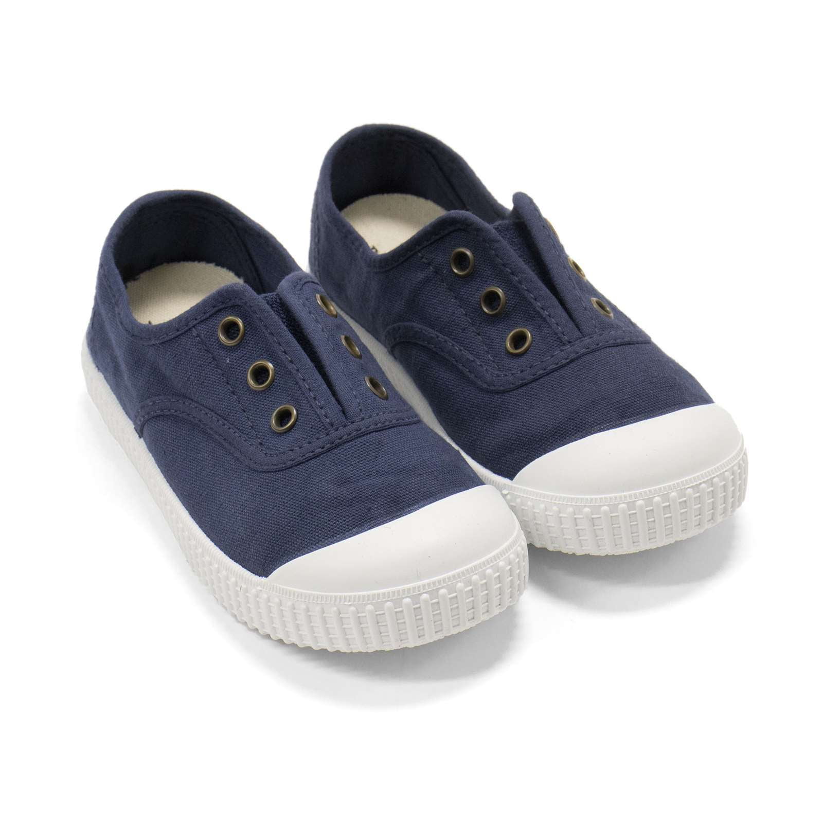 Victoria Toddlers 1915 Inglesa Slip-On Canvas Shoes, Dark Navy \ White ...