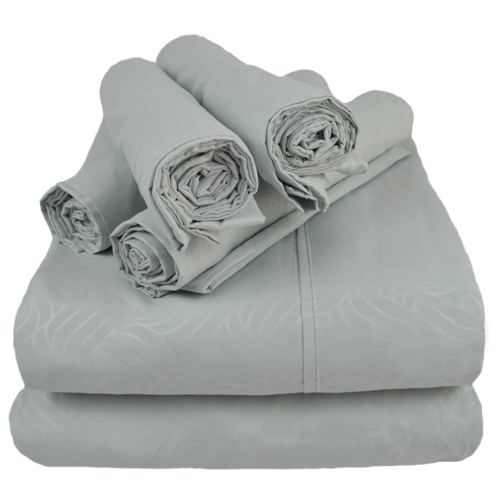 Victoria Valenti Embossed Bed Sheet Set with 4 Pillow Cases, Double ...