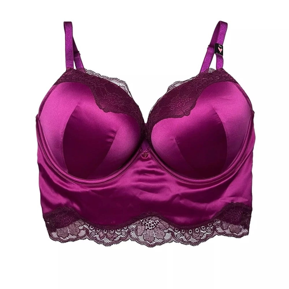 Victoria's Secret Bombshell Adds-2-Cups Raspberry Cooler Satin Corset ...