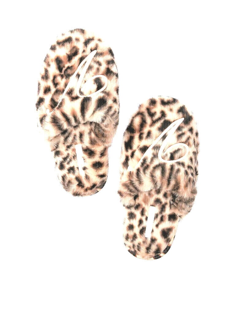 Victoria's Secret Faux Fur Leopard Slippers, Size Medium (7/8) NWT ...