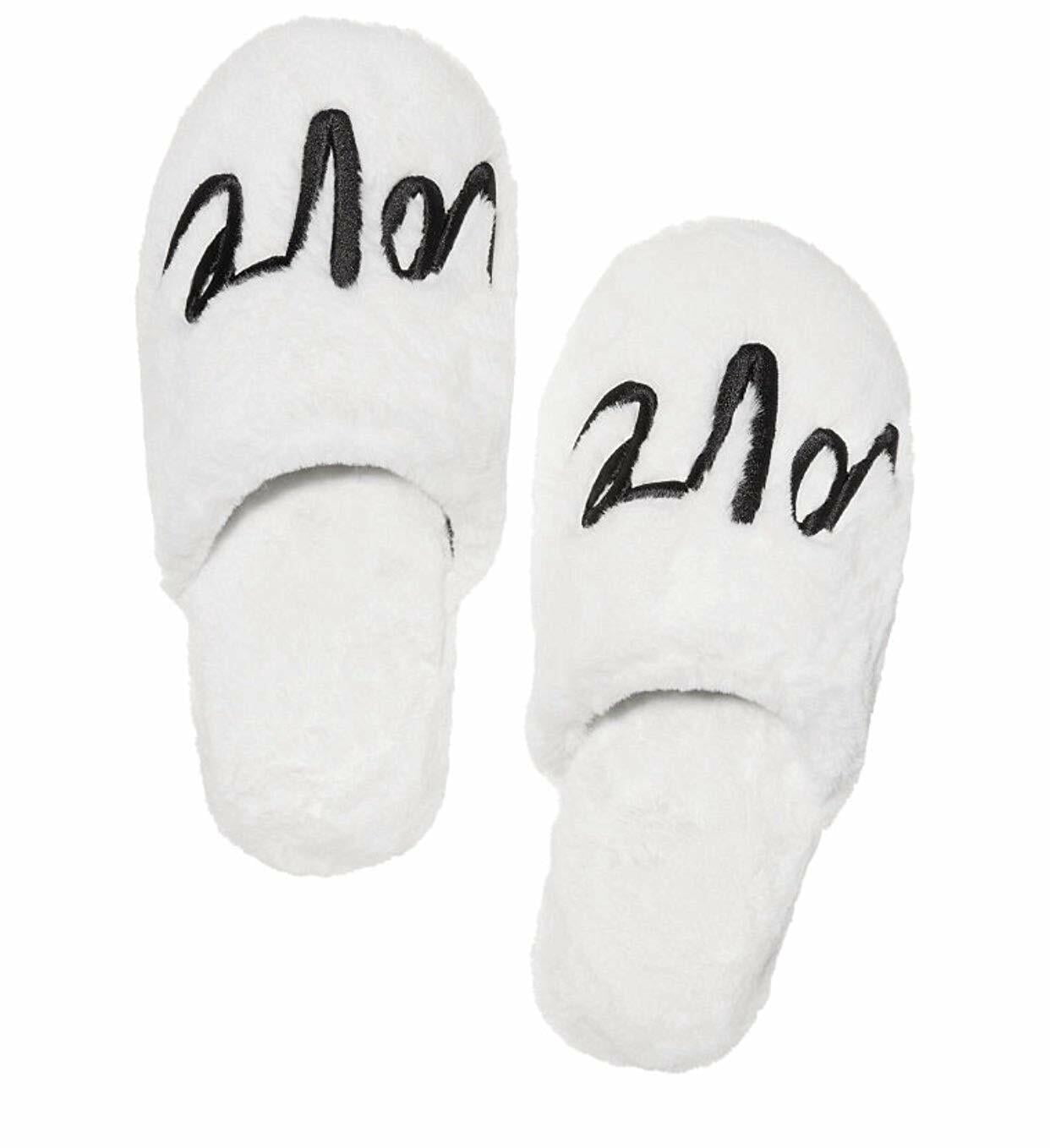 Victoria's Secret Love White Cozy Faux Fur Slipper Slides Size Small (5 ...