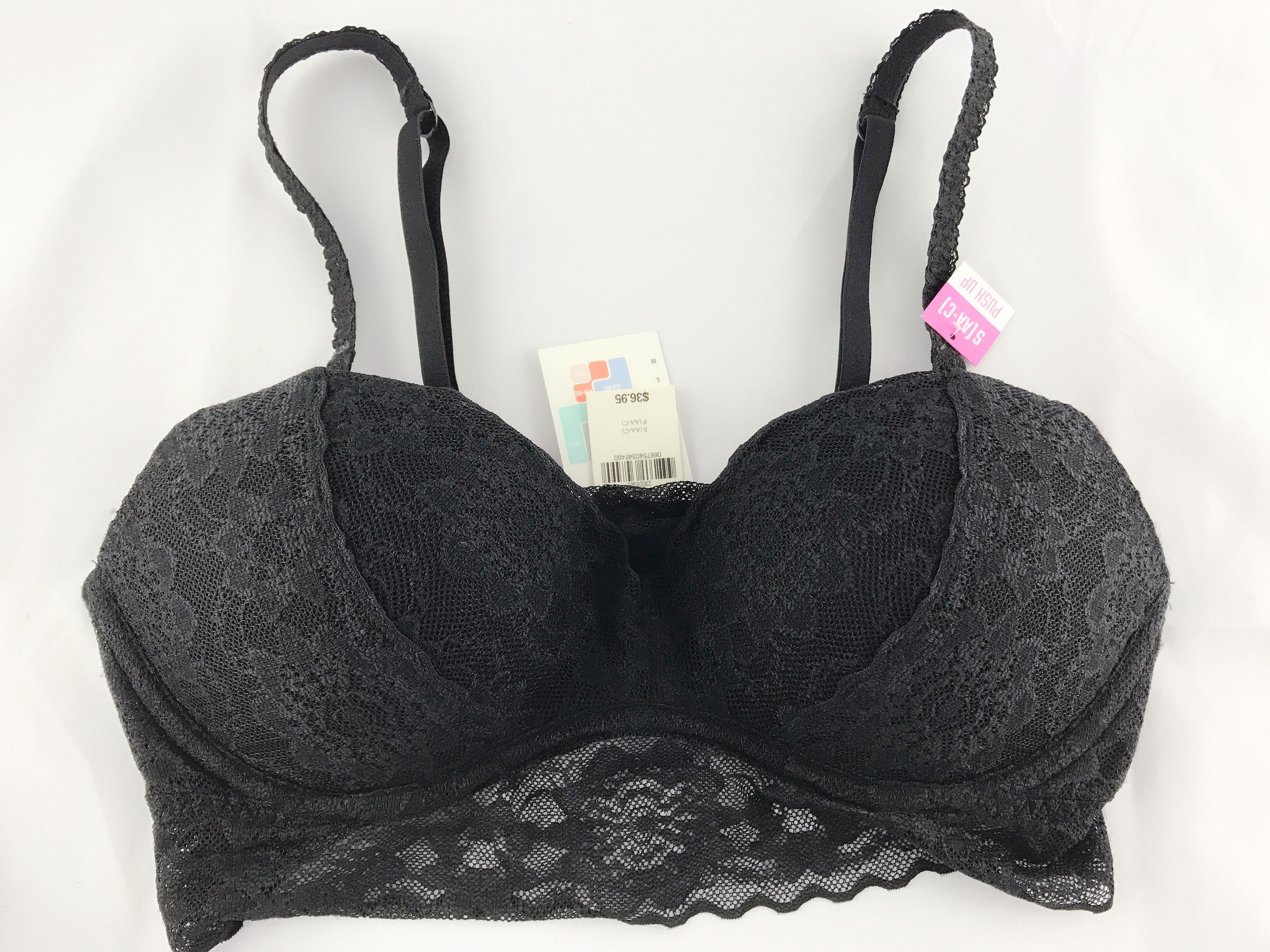 Victoria's Secret Pink Lace Push up Bra Bralette Black Small 34A 34B ...