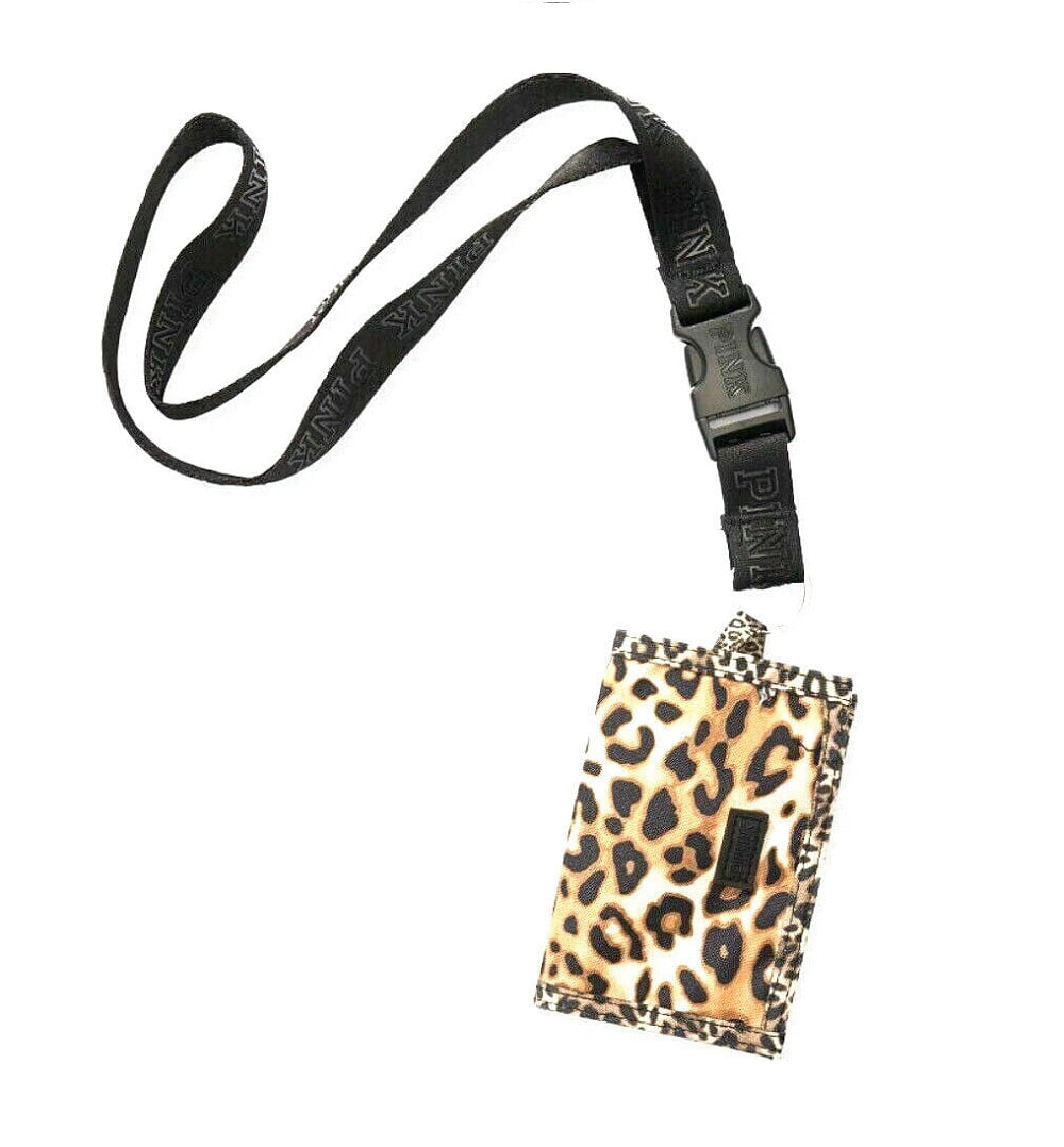 Victoria's Secret Pink Lanyard Bifold Wallet Mesh Leopard Animal Print ...