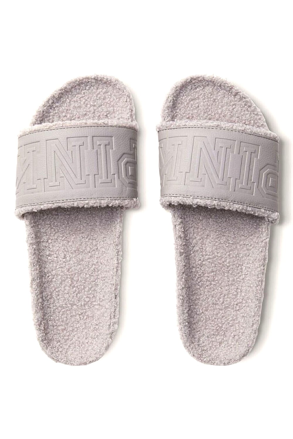Victoria's Secret Pink Women's Logo Single Strap Sherpa Slides Sandals ...