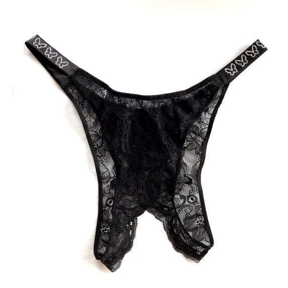 Victoria's Secret Shine Strap Butterfly Brazilian Crotchless Panty ...