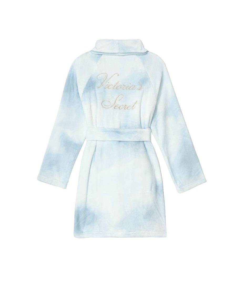 Victoria's Secret Women's Soft Cozy Plush Short Bathrobe, Cloud Tie Dye ...