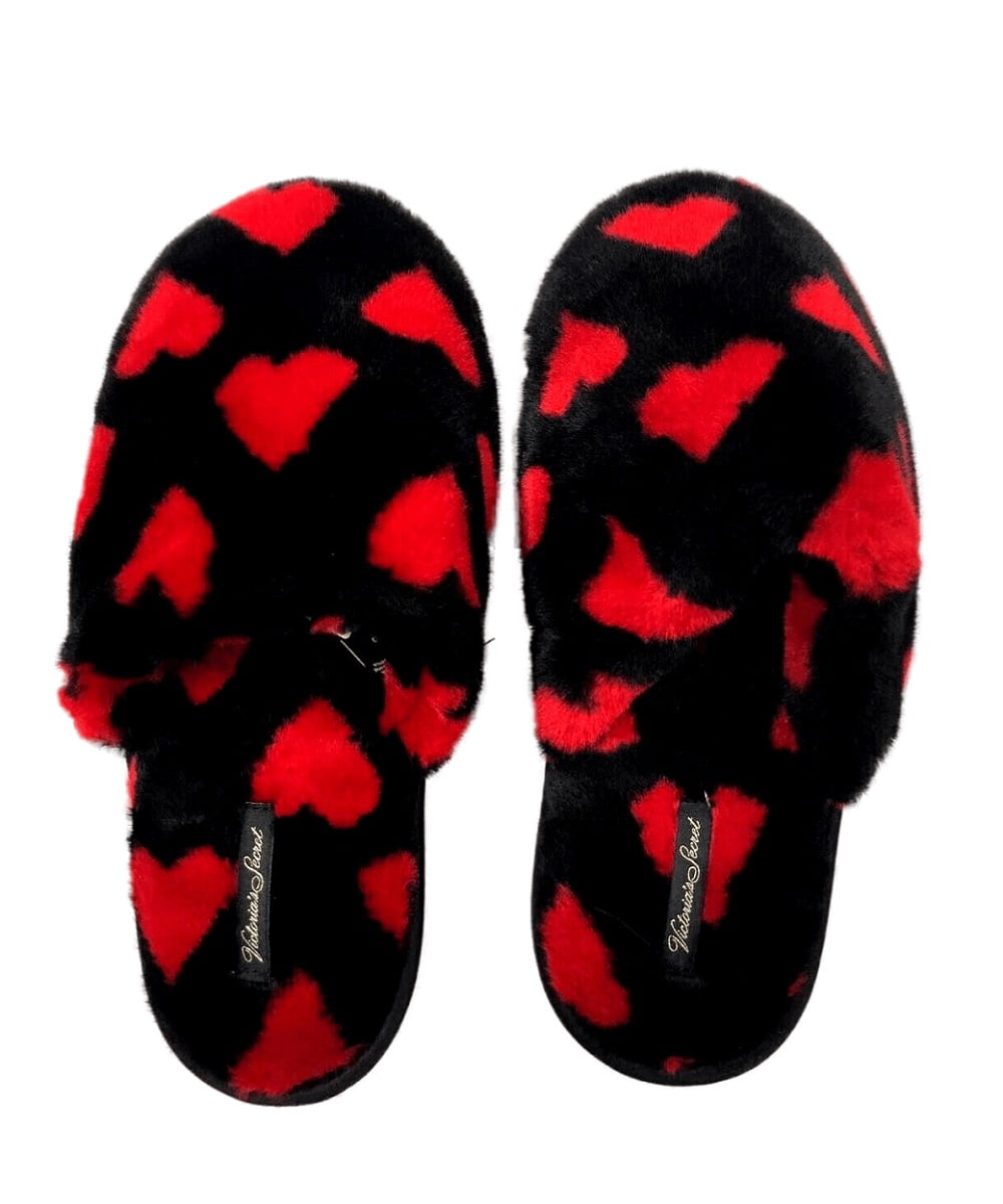 Victoria's Secret Soft Plush Fuzzy Closed Toe Faux Fur Slippers with ...