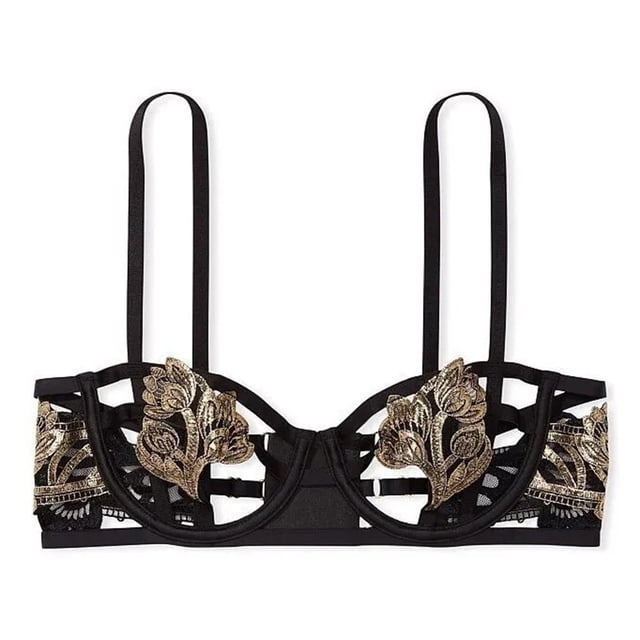 Victoria's Secret Very Sexy Strappy Unlined Balconet Bra Black & Gold ...