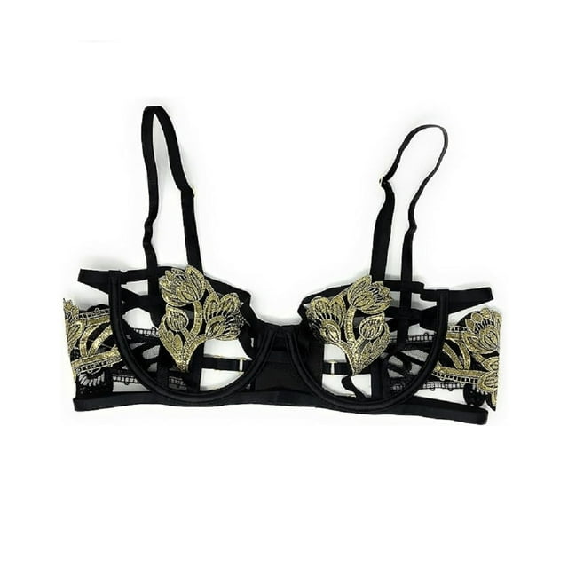 Victoria's Secret Very Sexy Strappy Unlined Balconet Bra Black & Gold ...
