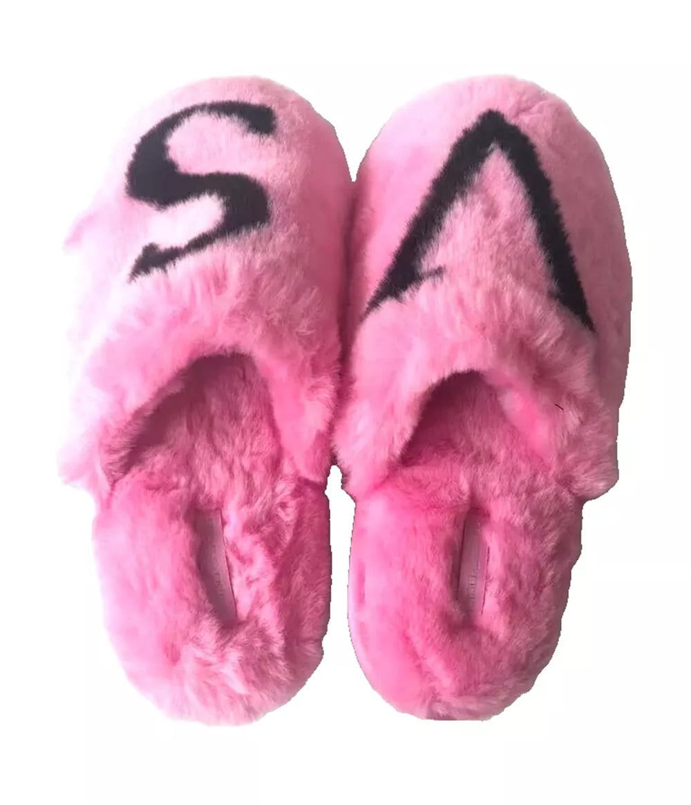 Victoria's Secret Women Closed Toe Faux Fur Slipper Color Pink, Large ...