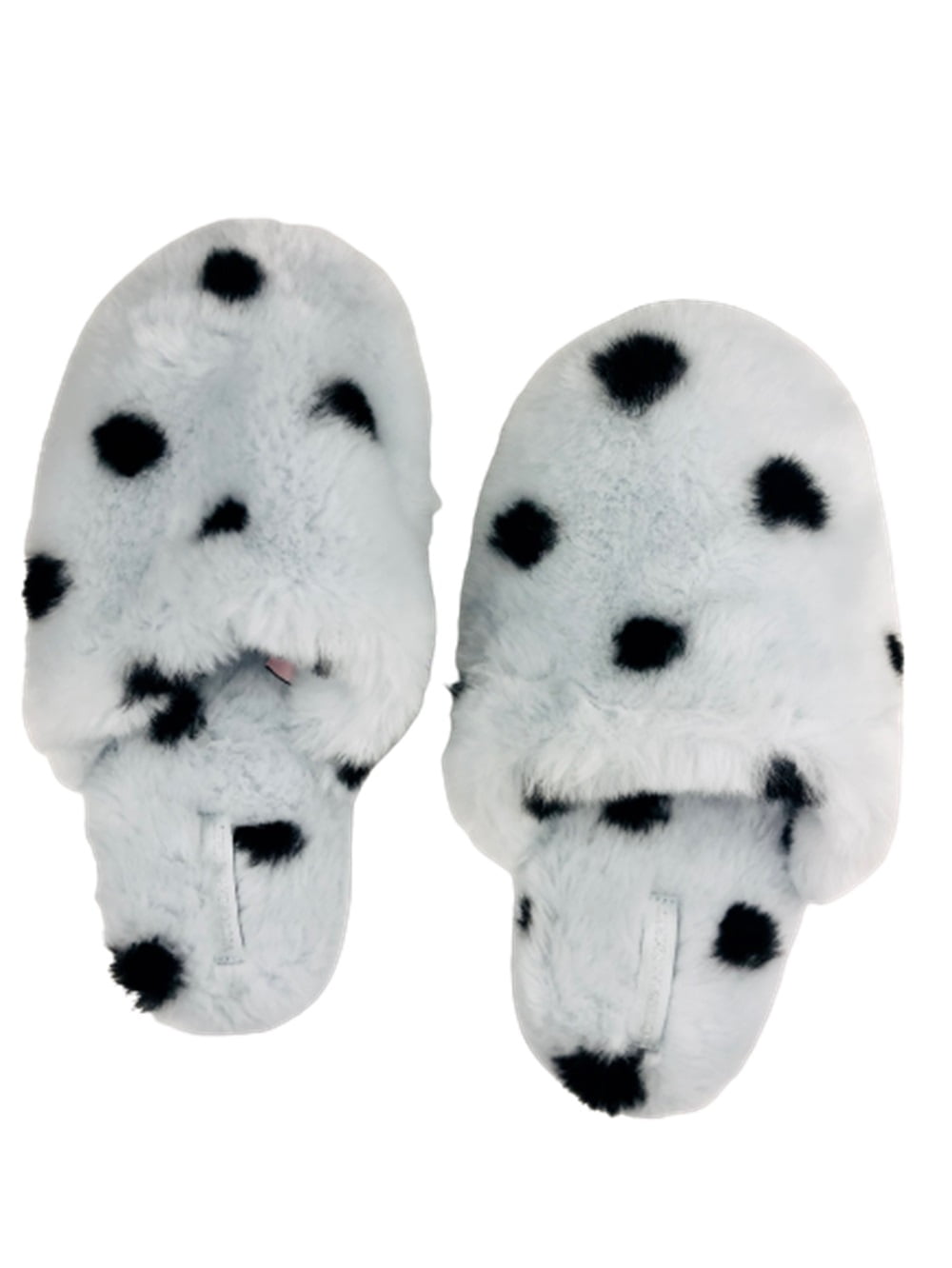 Victoria's Secret Women Closed Toe Faux Fur Slippers Light Blue Polka ...