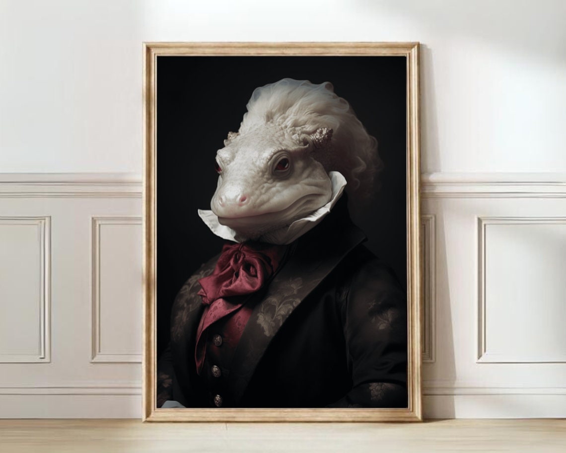 Victorian Axolotl Print Axolotl Poster Vintage Animal Portrait Axolotl ...