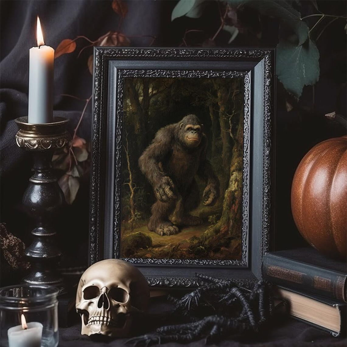 Victorian Bigfoot Portrait Gothic Cryptid Sasquatch Art Home Decor ...
