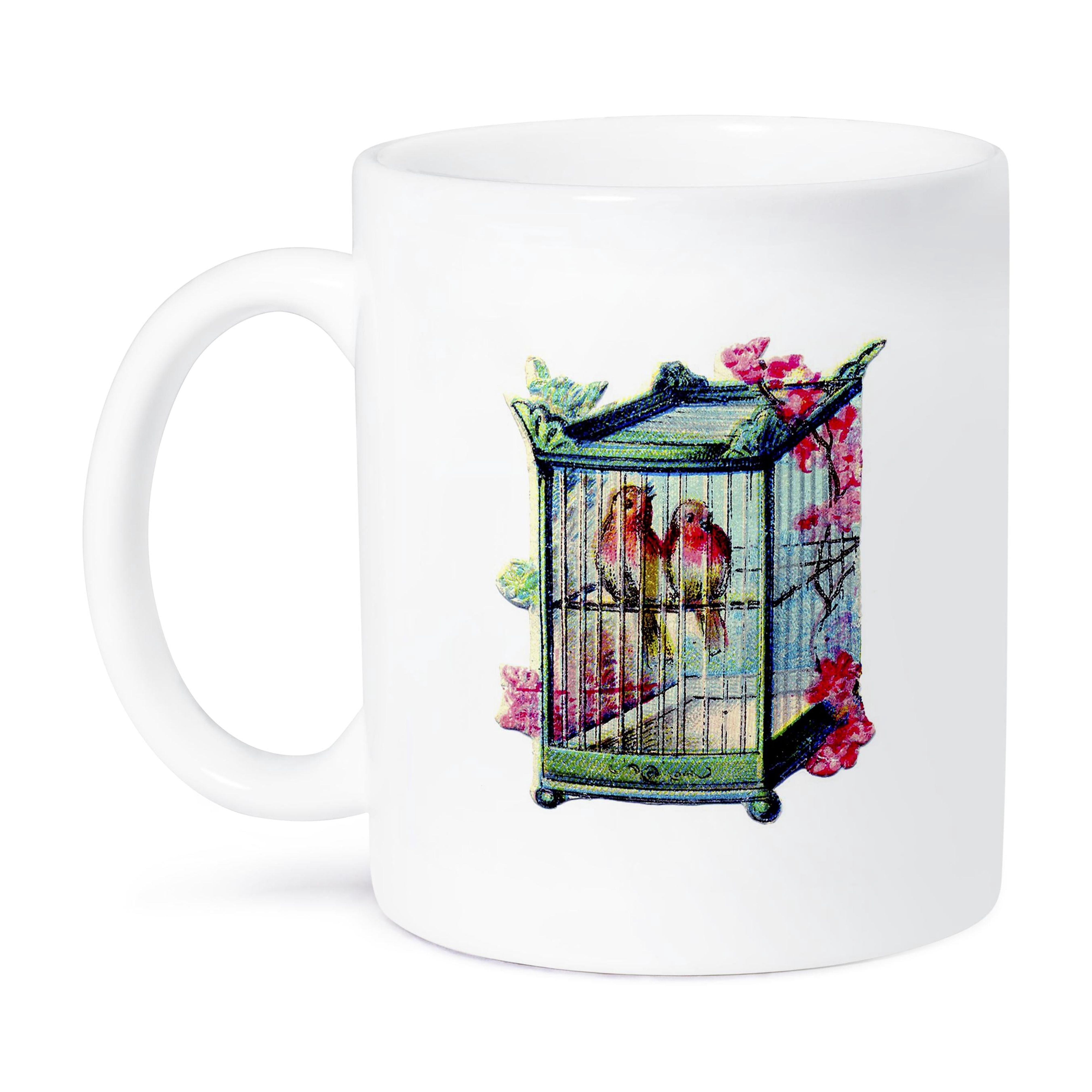 Victorian Birds And Cage Pink Green Yellow, 15oz Mug - Walmart.com