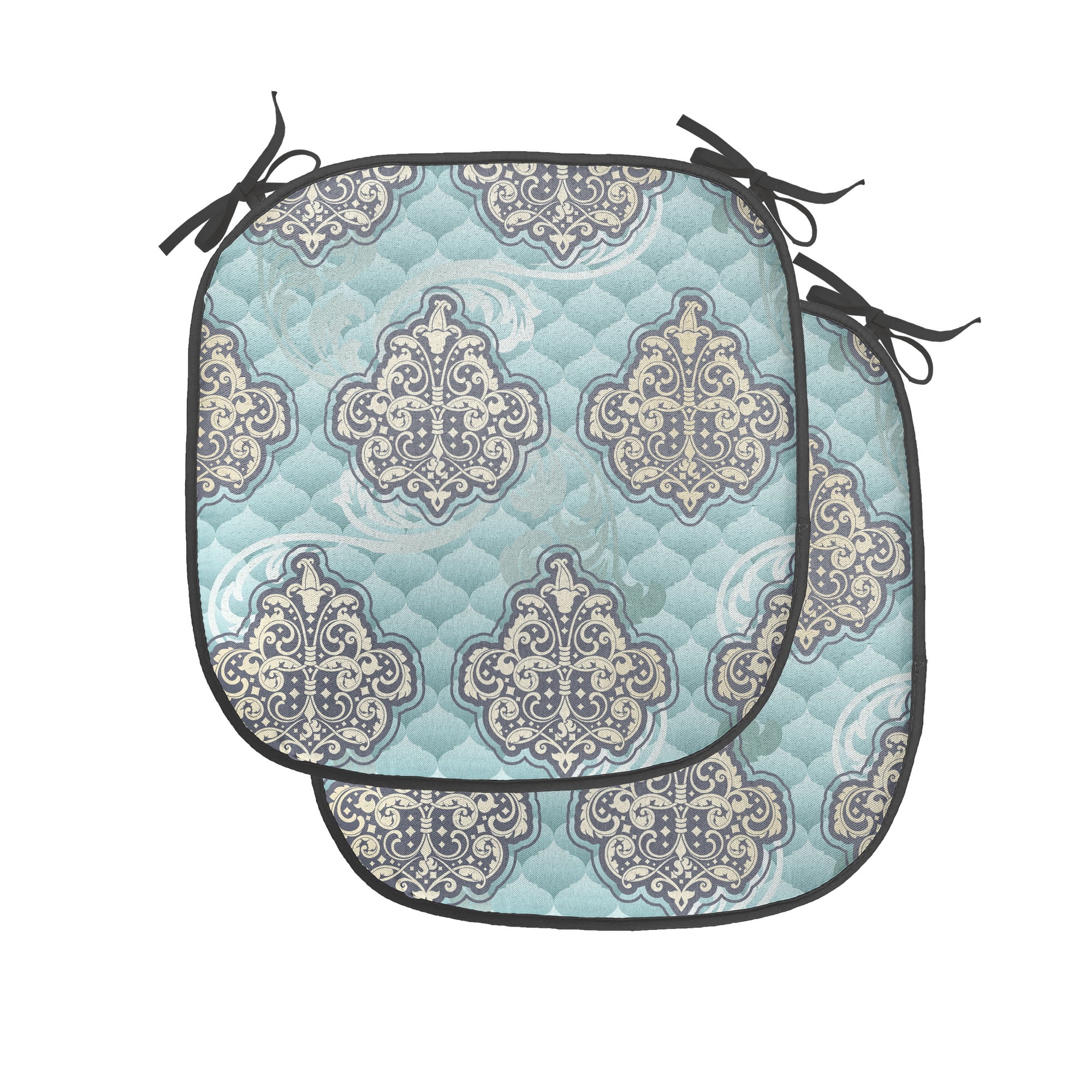 Victorian Chair Seating Cushion Set of 2, Rococo Style Design Tiles ...