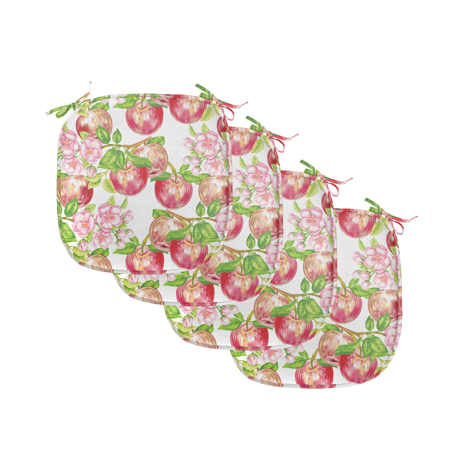 Victorian Chair Seating Cushion Set of 4, Apple Tree in Summer Time ...