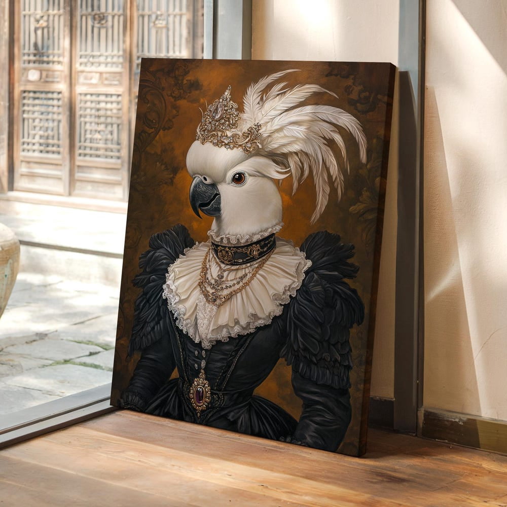 Victorian Cockatoo Portrait With Crown Elegant Parrot Wall Art Royal ...
