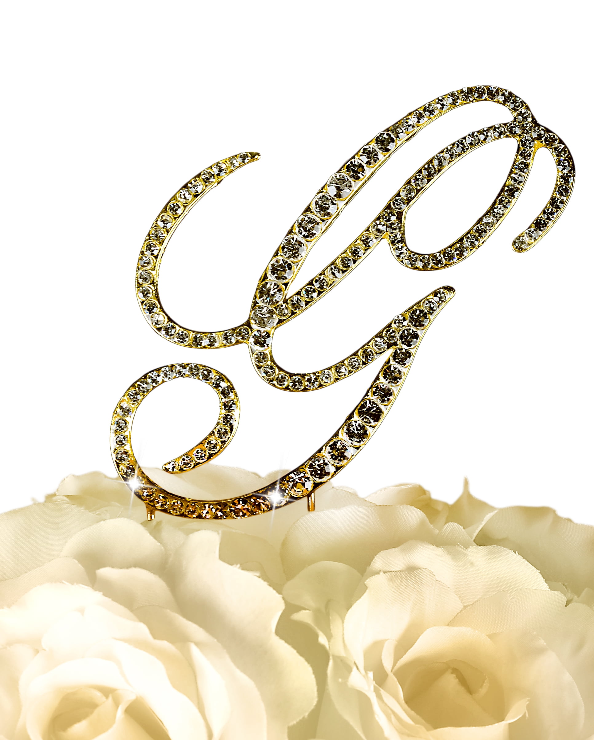 Victorian Collection Rhinestone Monogram Cake Topper - Letter G - Gold ...