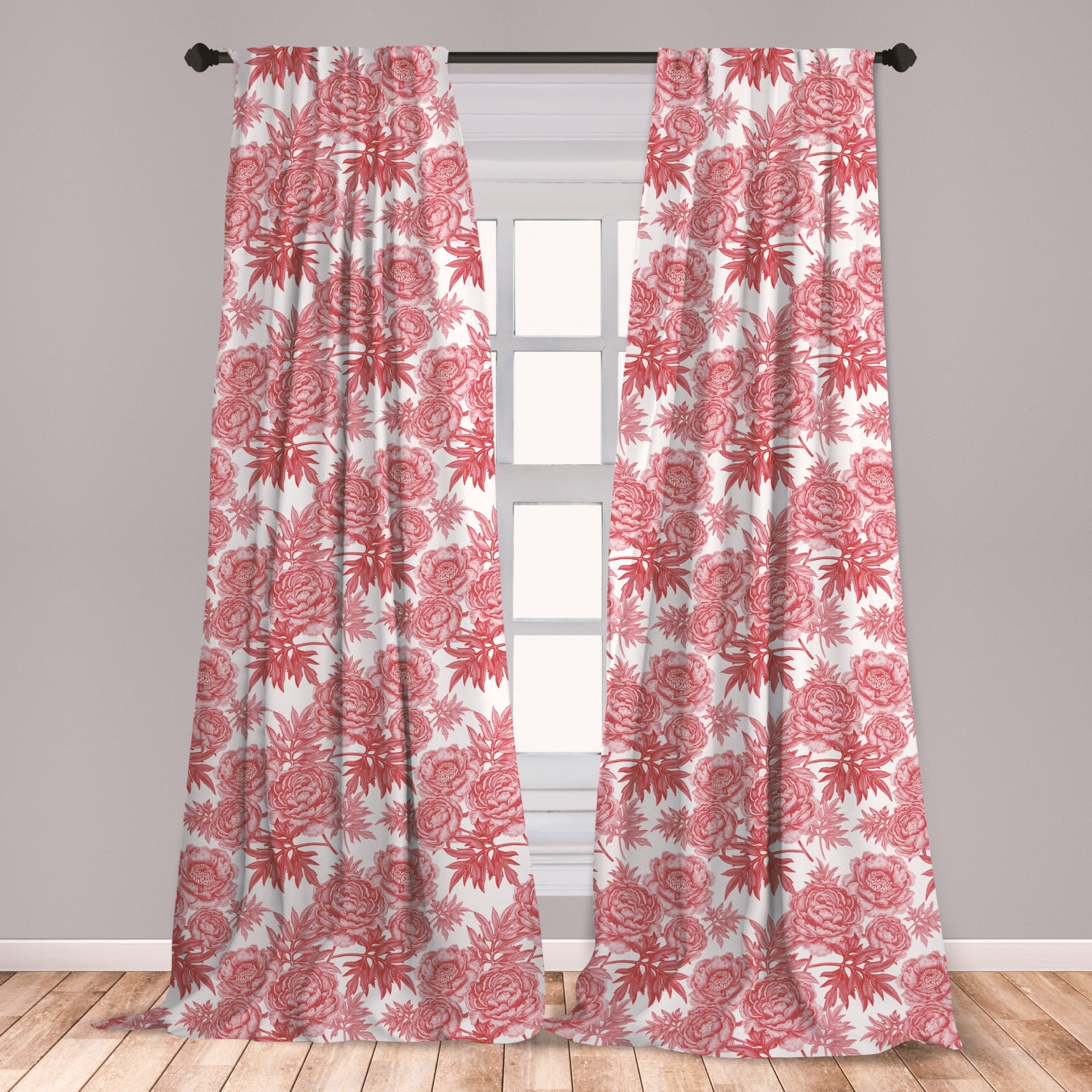 Victorian Curtains 2 Panels Set, Vibrant Vivid Color Garden Flower and ...