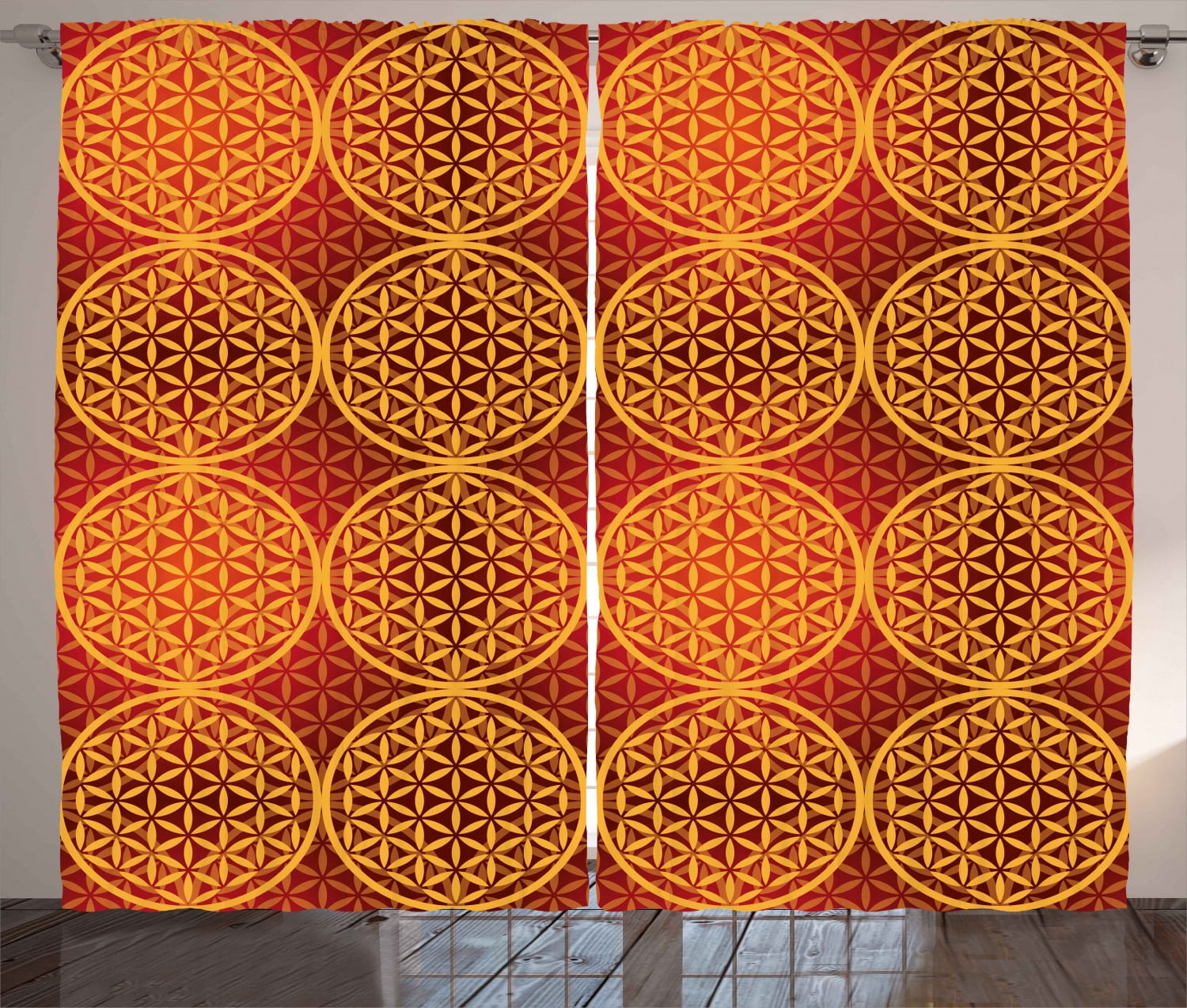 Ambesonne Victorian Curtains 2 Panel Set, Flower Medieval Tones, 108" x ...