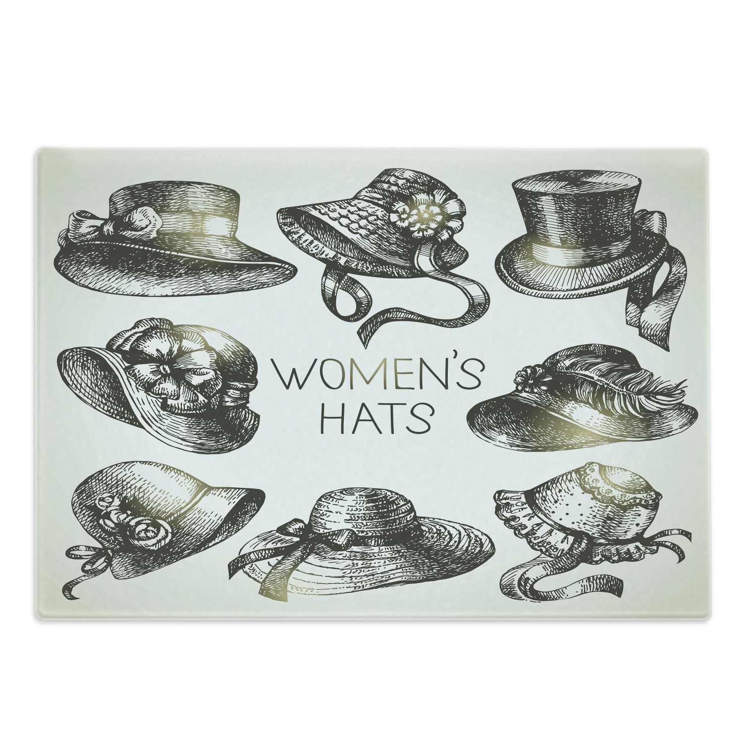 Victorian Cutting Board, Composition of Vintage Woman Hats and Retro ...