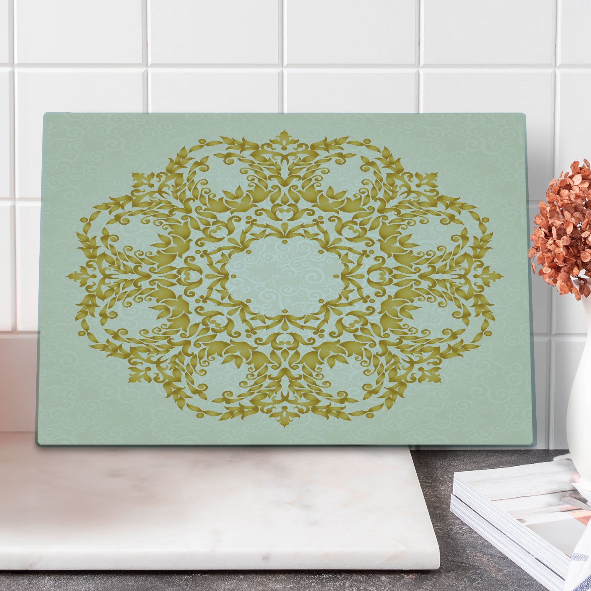 Victorian Cutting Board, Traditional Floral Round Circle with Baroque ...